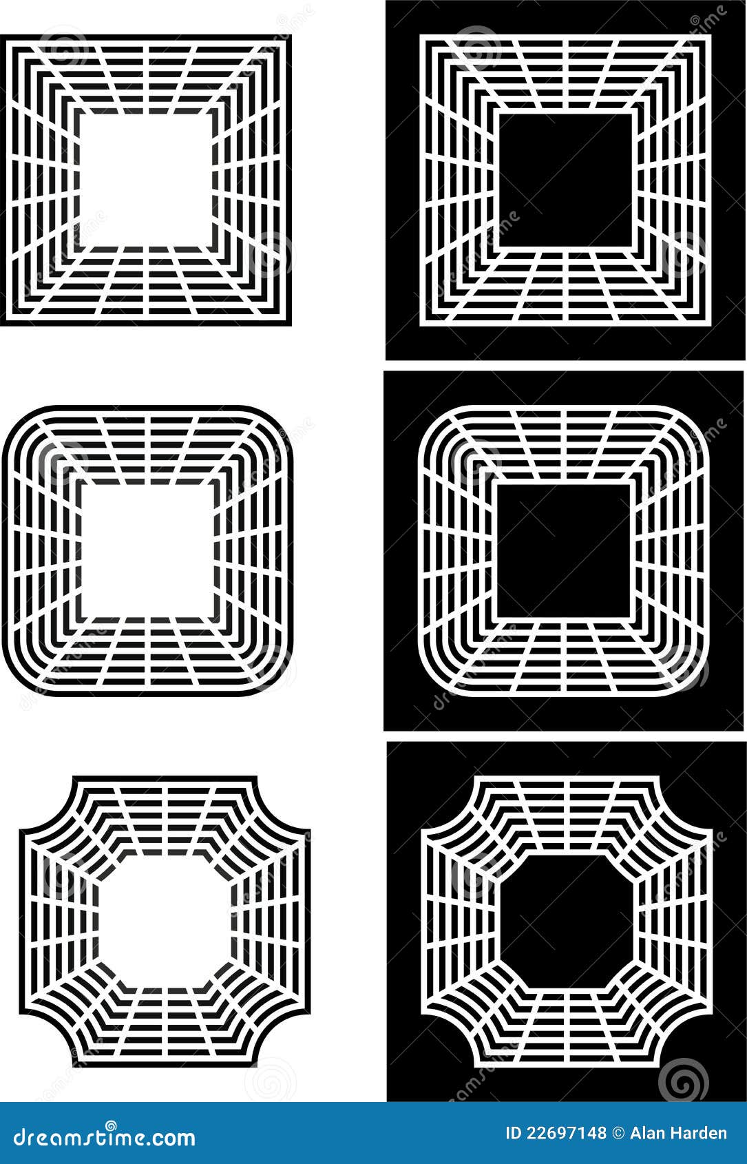 Six Black & White Square Design Elements Stock Vector - Illustration of ...