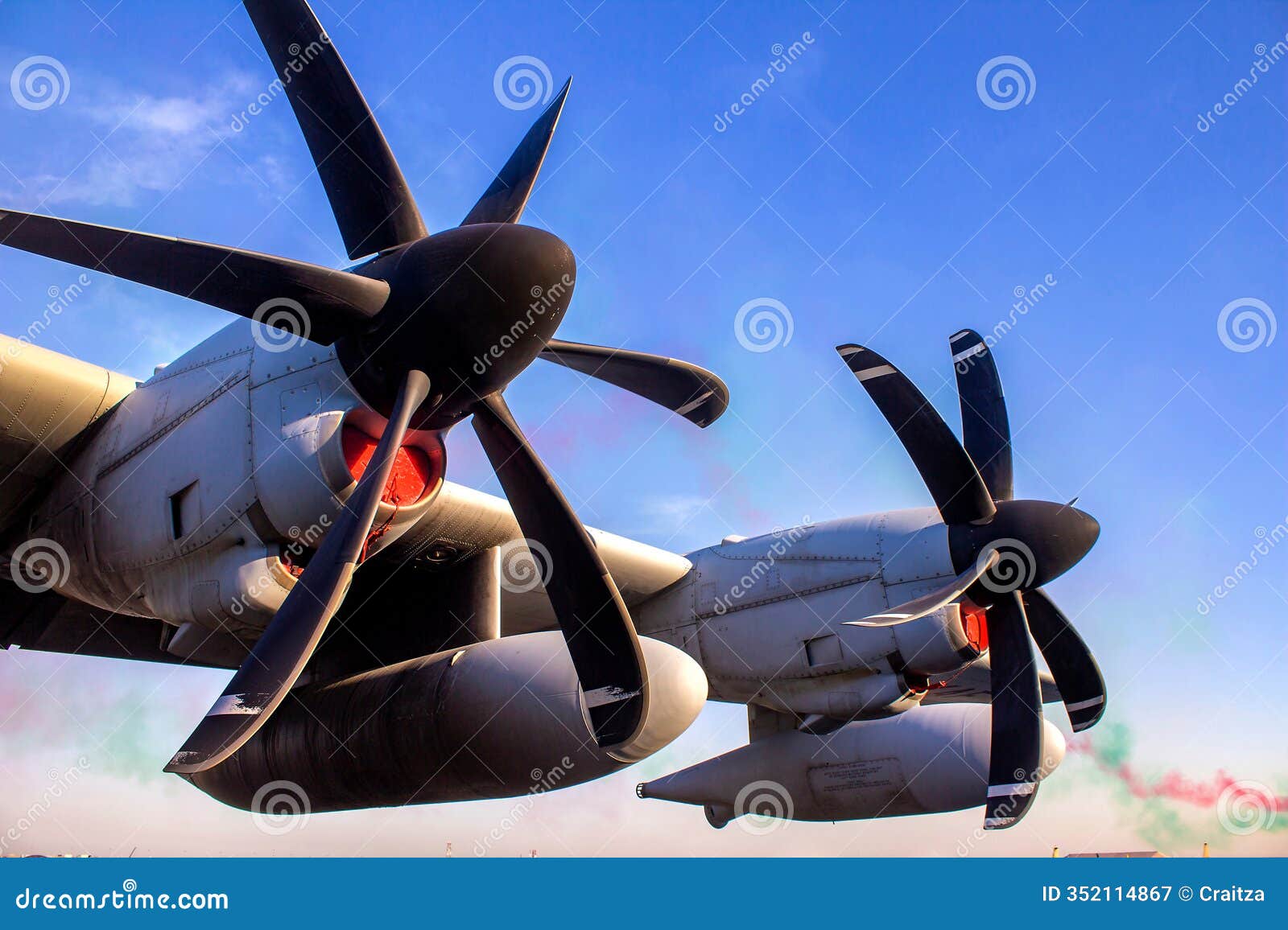 Six Blades Propellers Installed on a Large Multi Engine Military ...