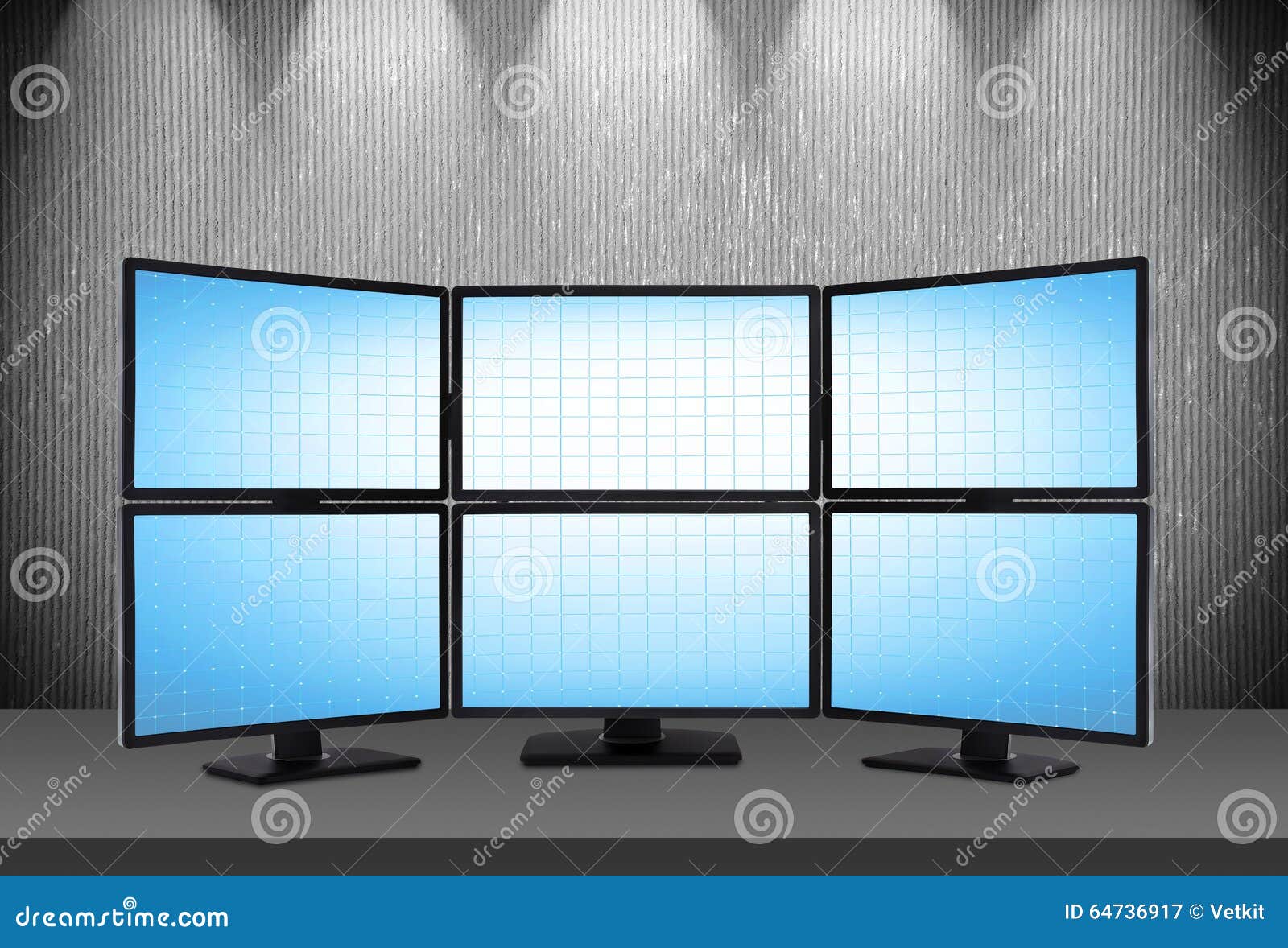 Six blank blue screens stock image. Image of problem - 64736917