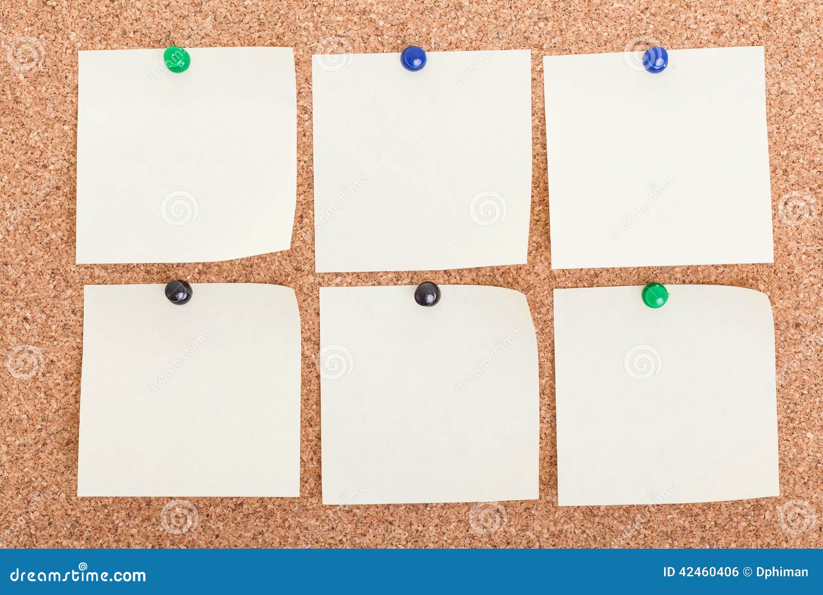 Six blank post it notes stock photo. Image of colors - 42460406