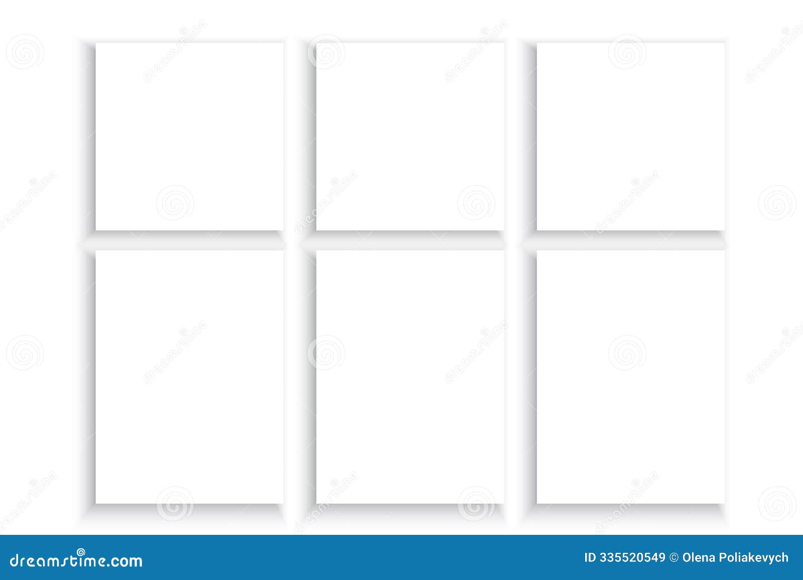 Six Blank Squares. Minimalistic White Grid. Empty Geometric Layout ...
