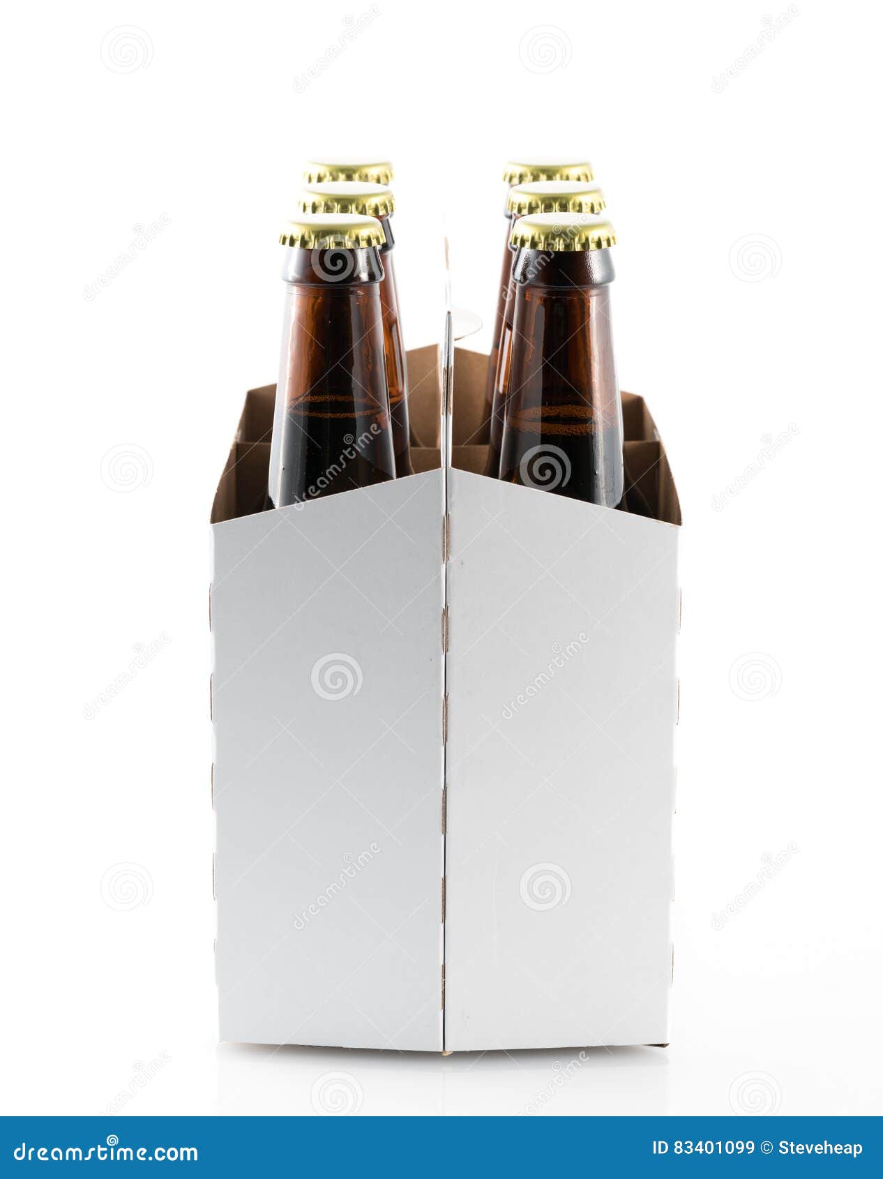 Six Bottles of Beer in Cardboard Carrier Stock Image - Image of studio ...