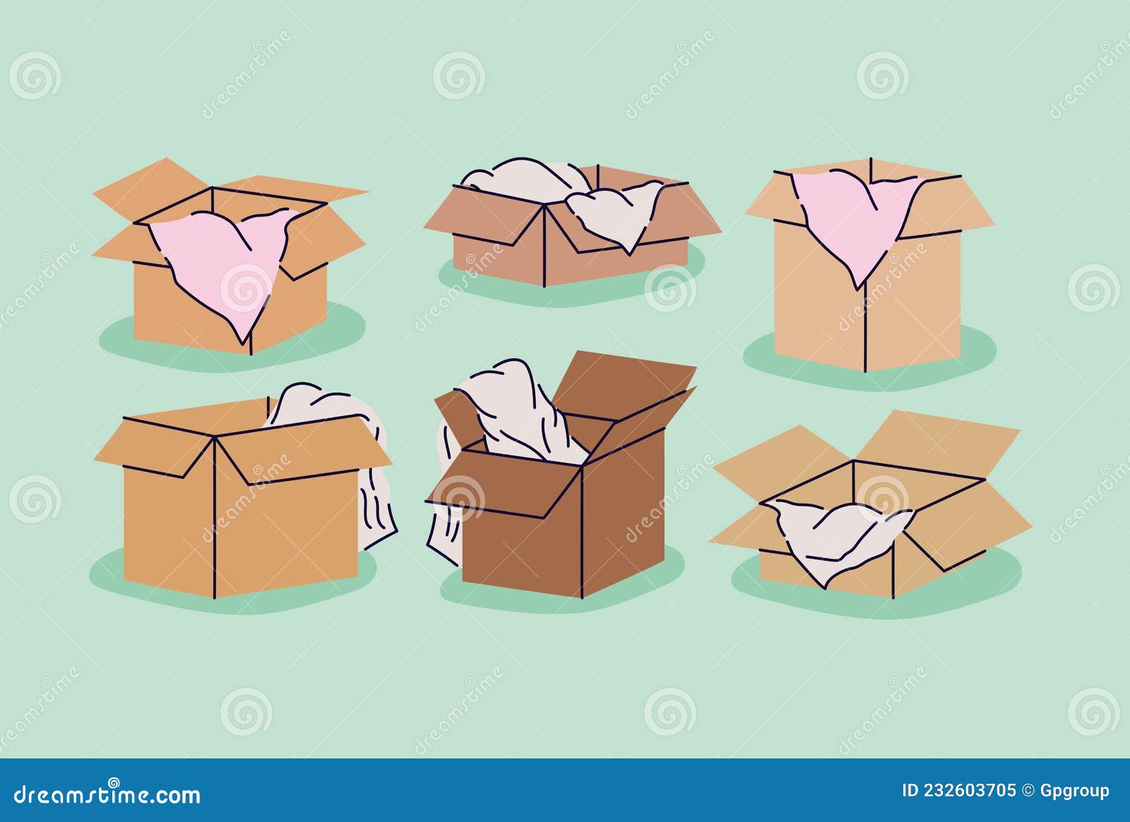 Six boxes stacks stock vector. Illustration of beige - 232603705