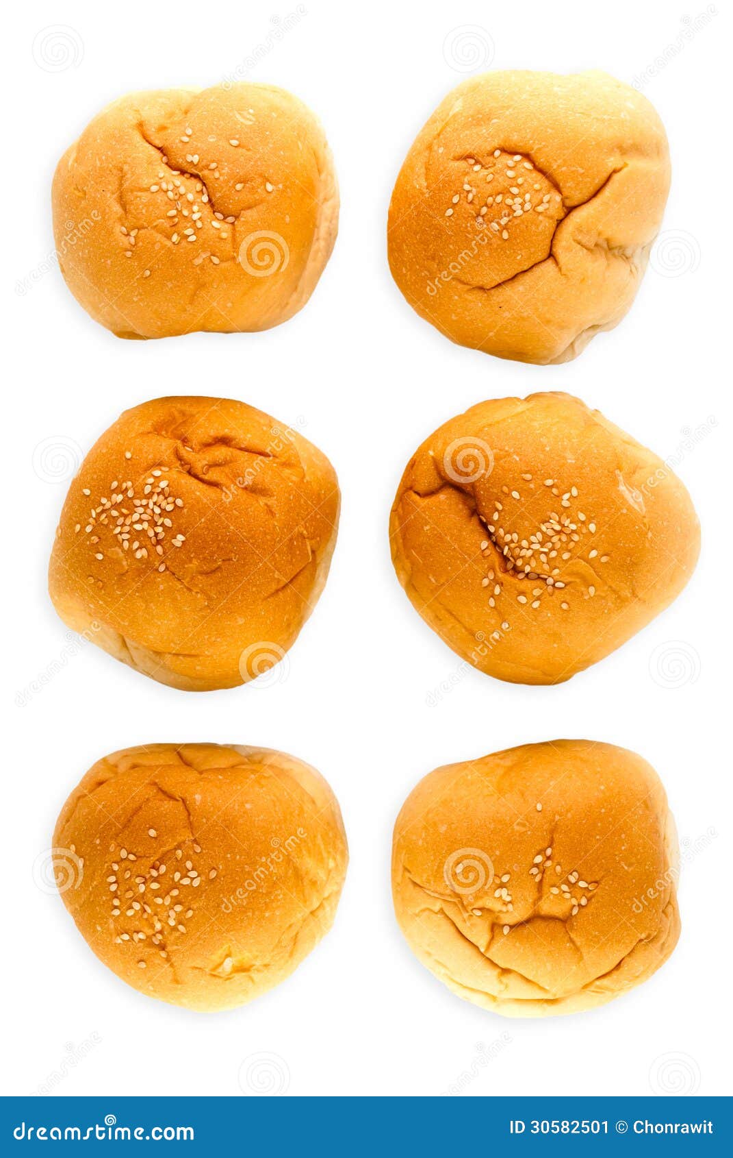 Six bun with sesame stock image. Image of food, isolated - 30582501