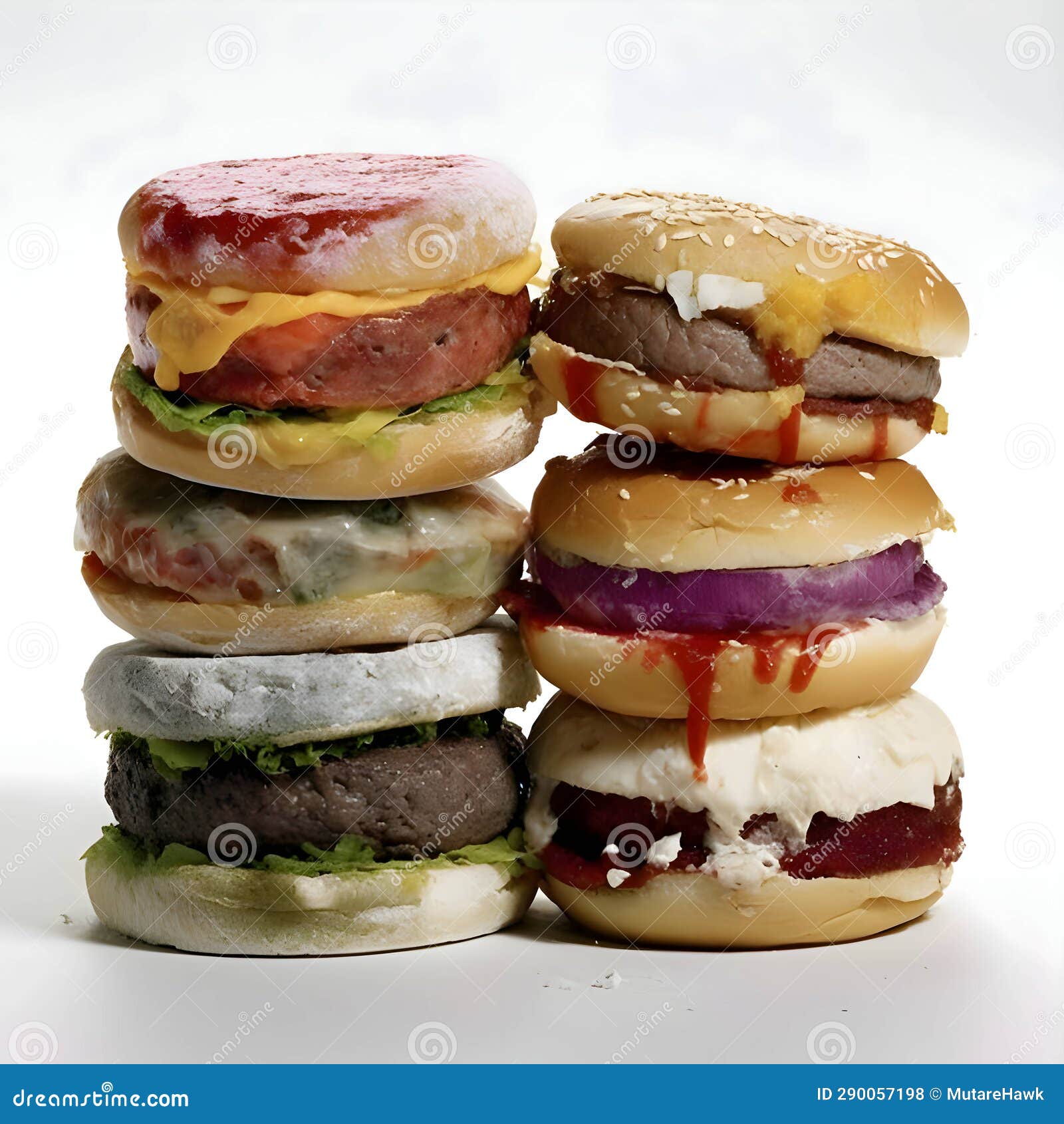 Six Burgers in Sweet Form on a White Background Stock Vector ...