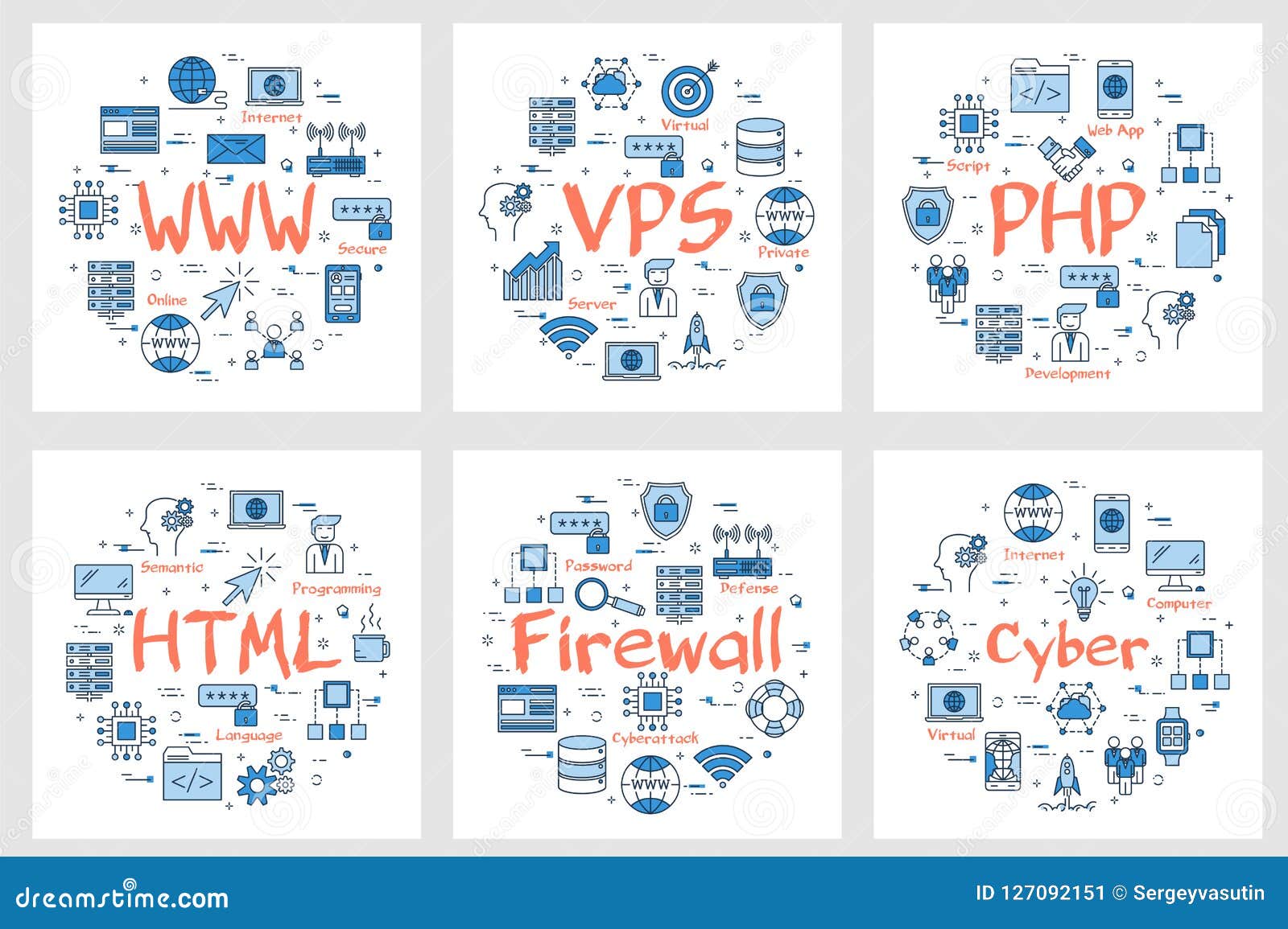 Six Business Banners - WWW, PHP, HTML, Firewall Stock Vector ...