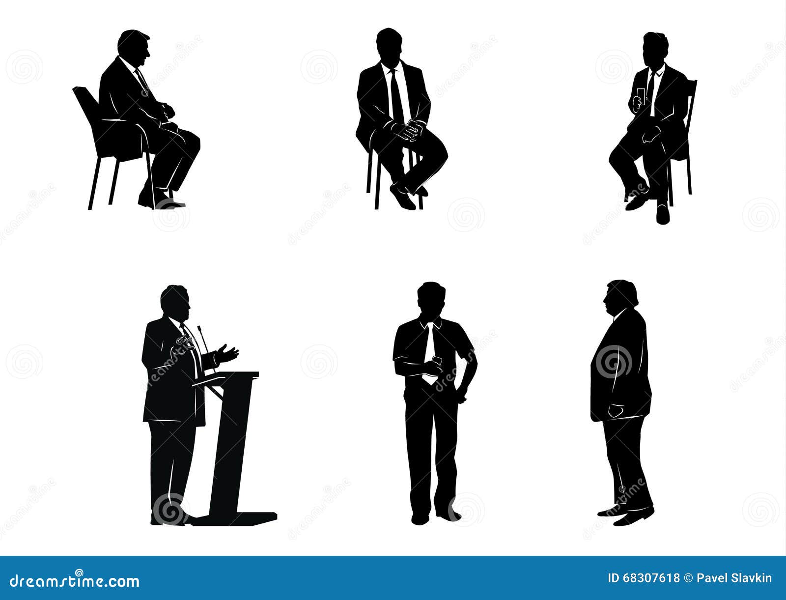 People Silhouettes In The Street. Cityscape Human Silhouettes Cartoon ...