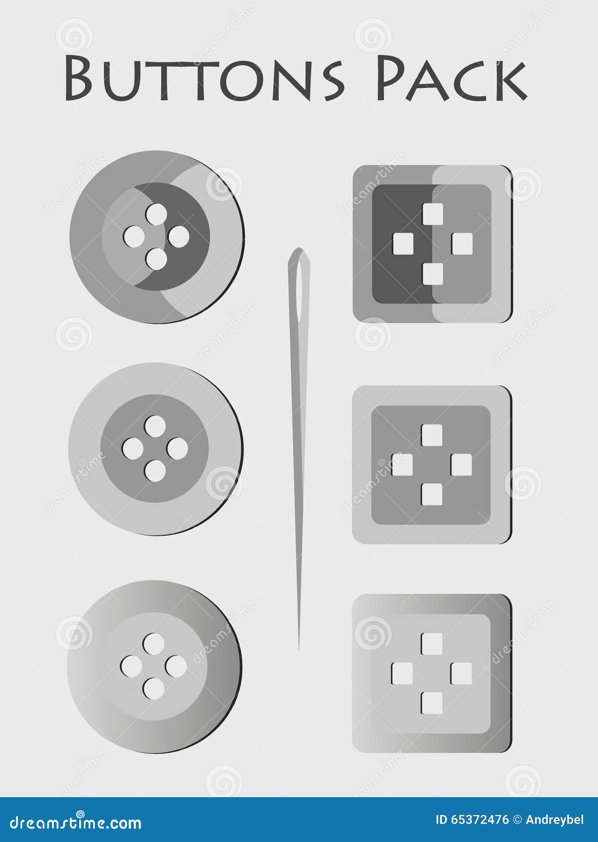 Six buttons and needle stock illustration. Illustration of wrapping ...