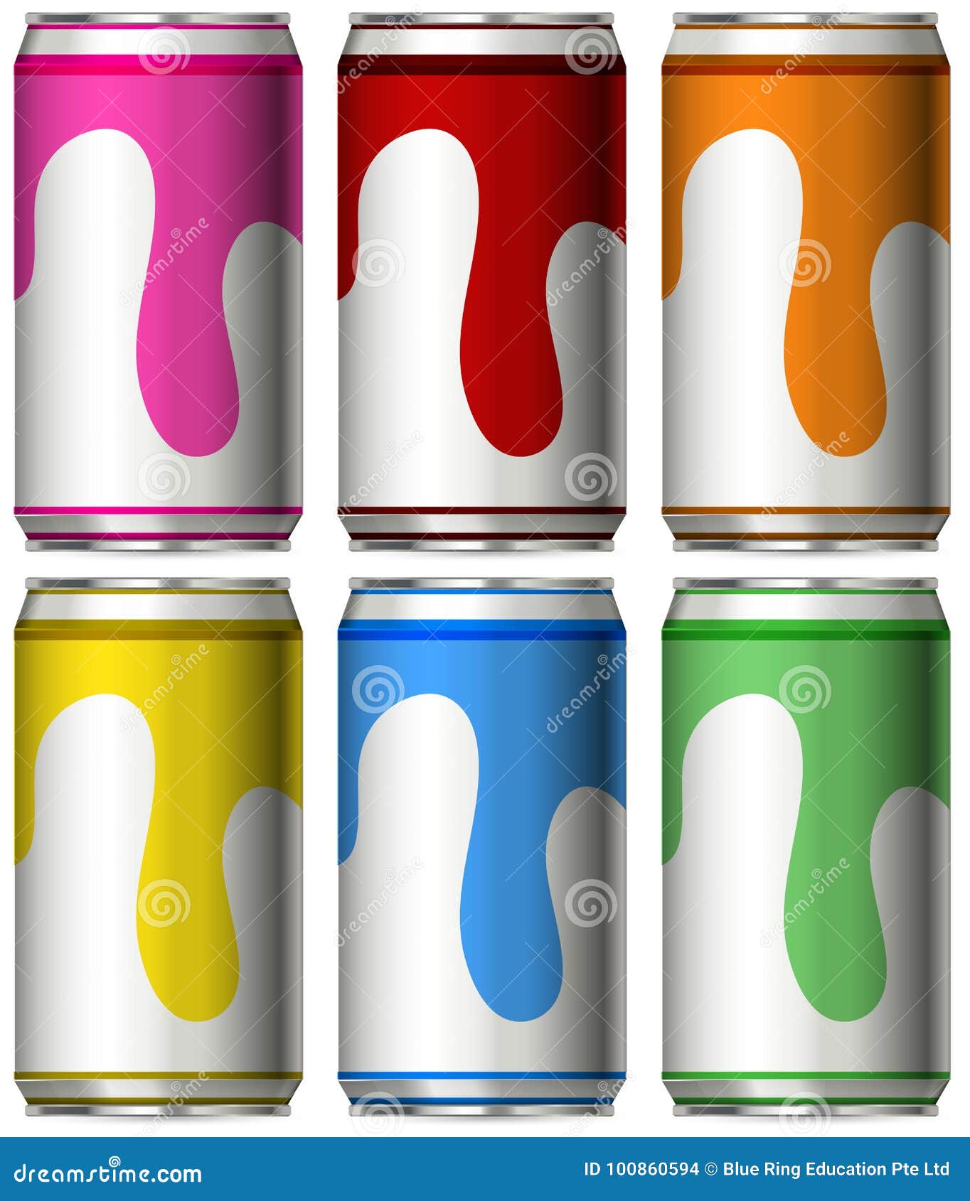Six Cans with Different Colors Stock Vector - Illustration of clip ...