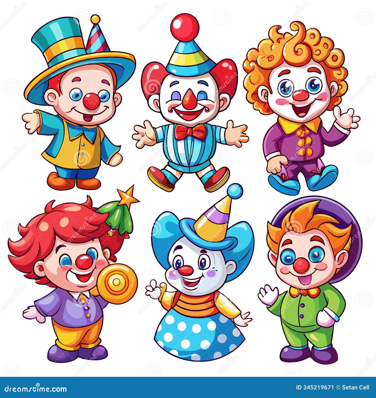 Cartoon Clowns Or Comedians Comic Characters Set | CartoonDealer.com ...