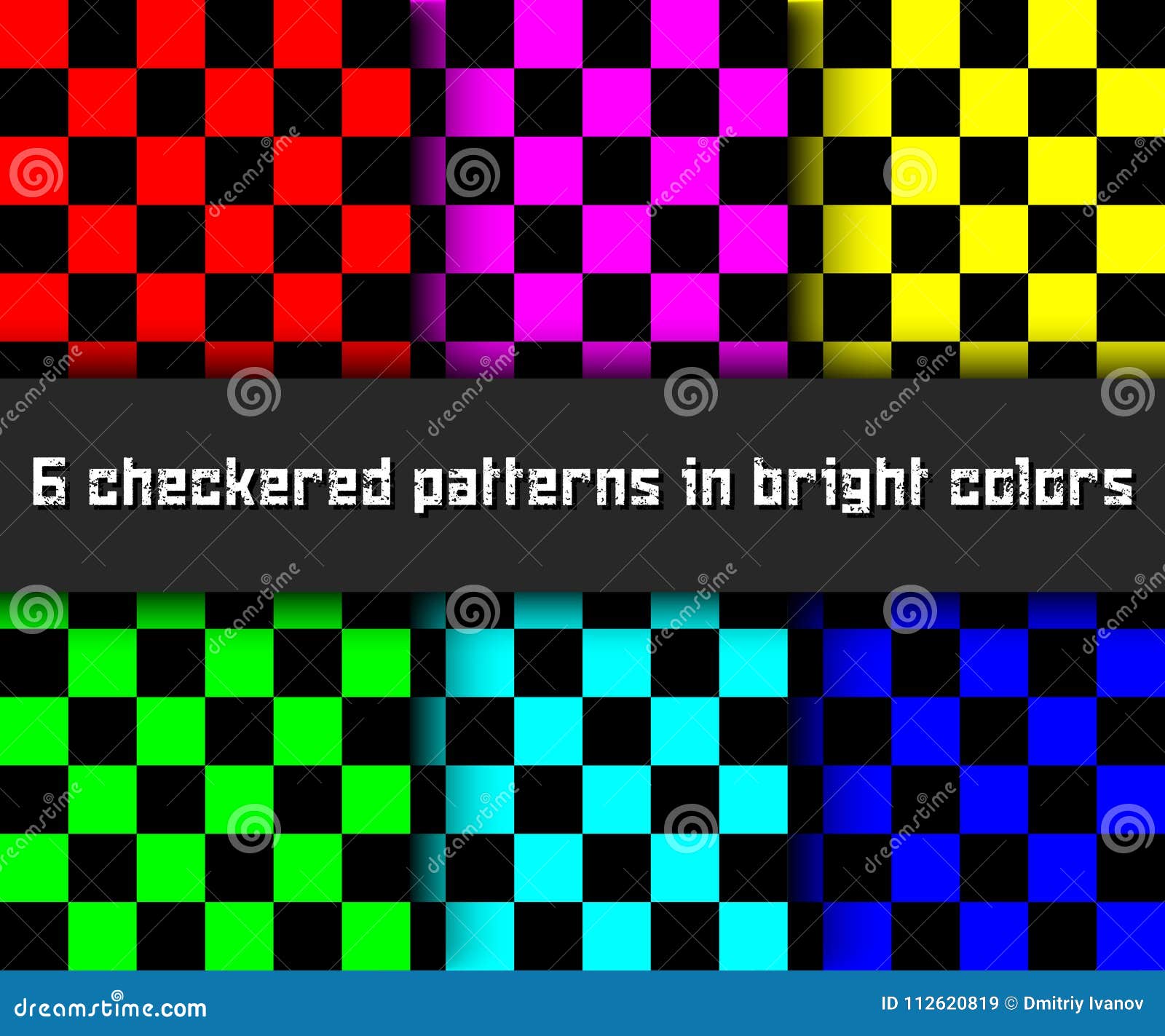 Six checkered patterns stock vector. Illustration of mosaic - 112620819