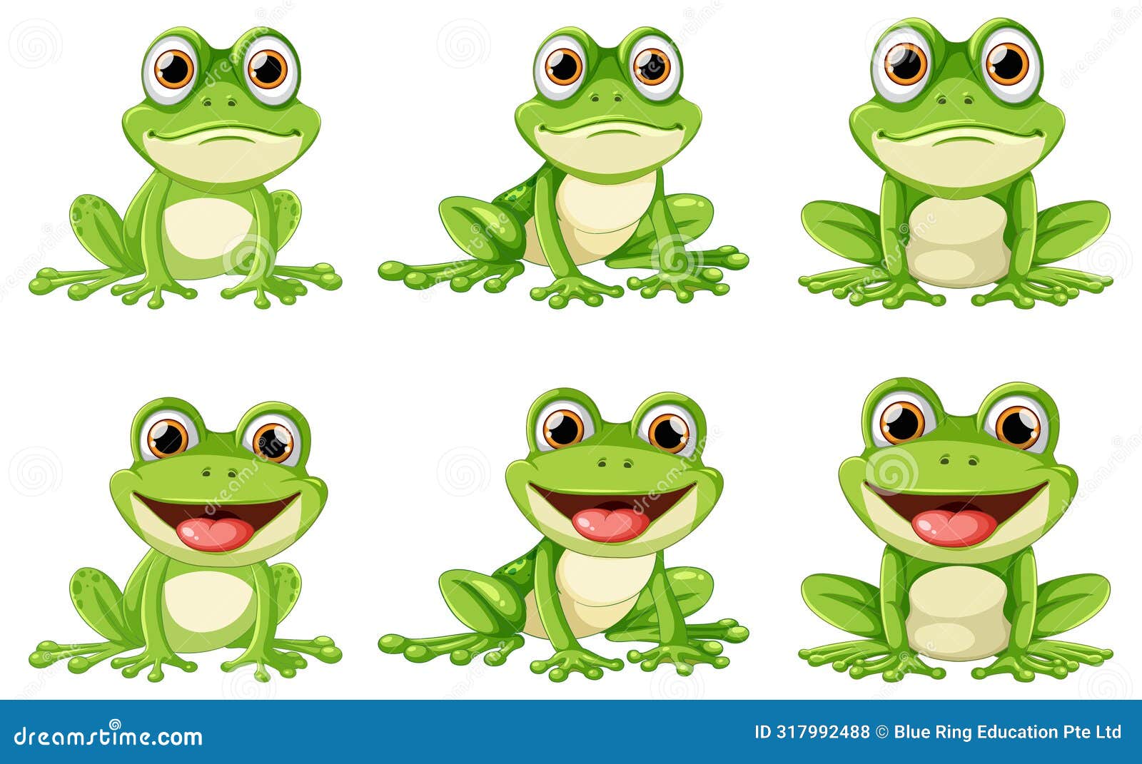 Sixfrogs Showing Different Expressions Stock Vector - Illustration of ...