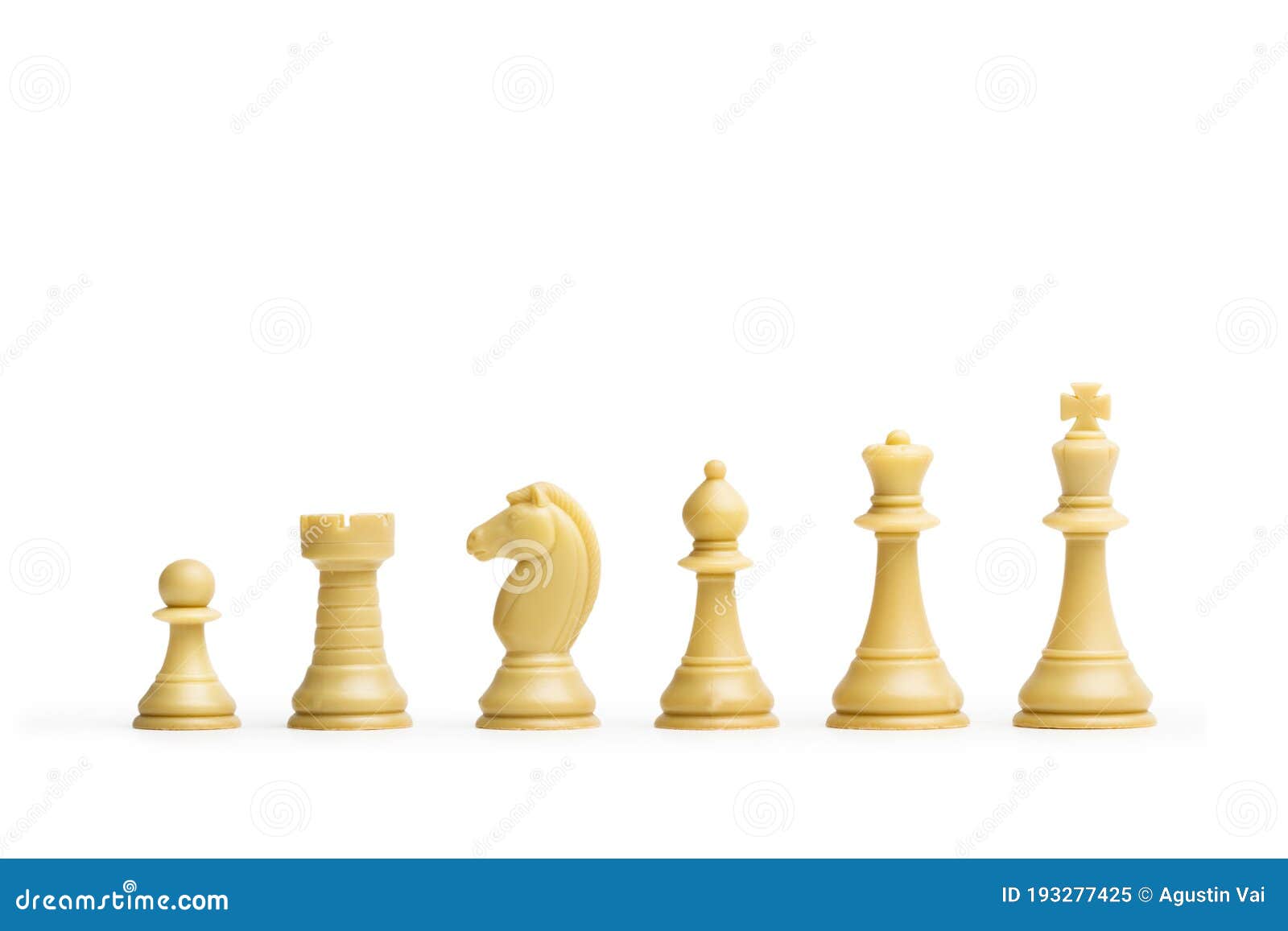 Six Chess Pieces on a White Background Stock Image - Image of pieces ...