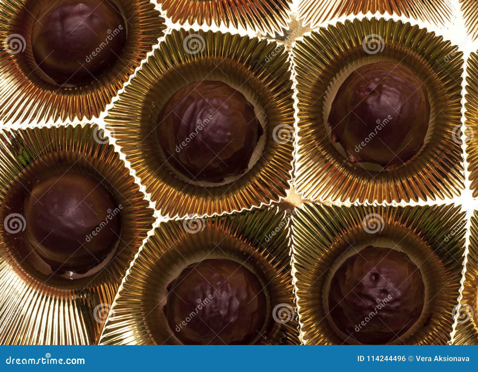 Six Chocolates in a Box, Set Stock Photo - Image of white, candy: 114244496