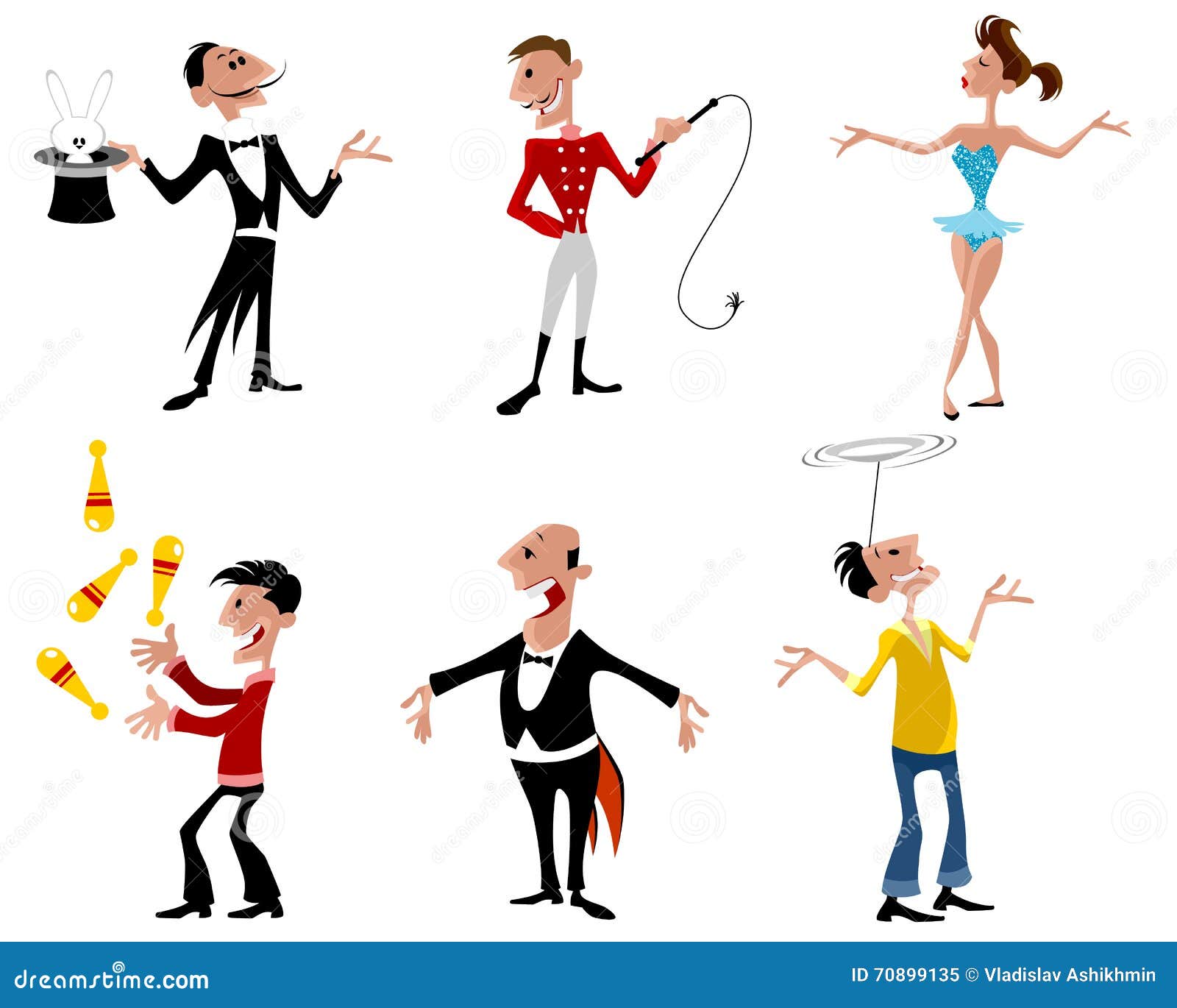 Six circus artist stock vector. Illustration of artist - 70899135