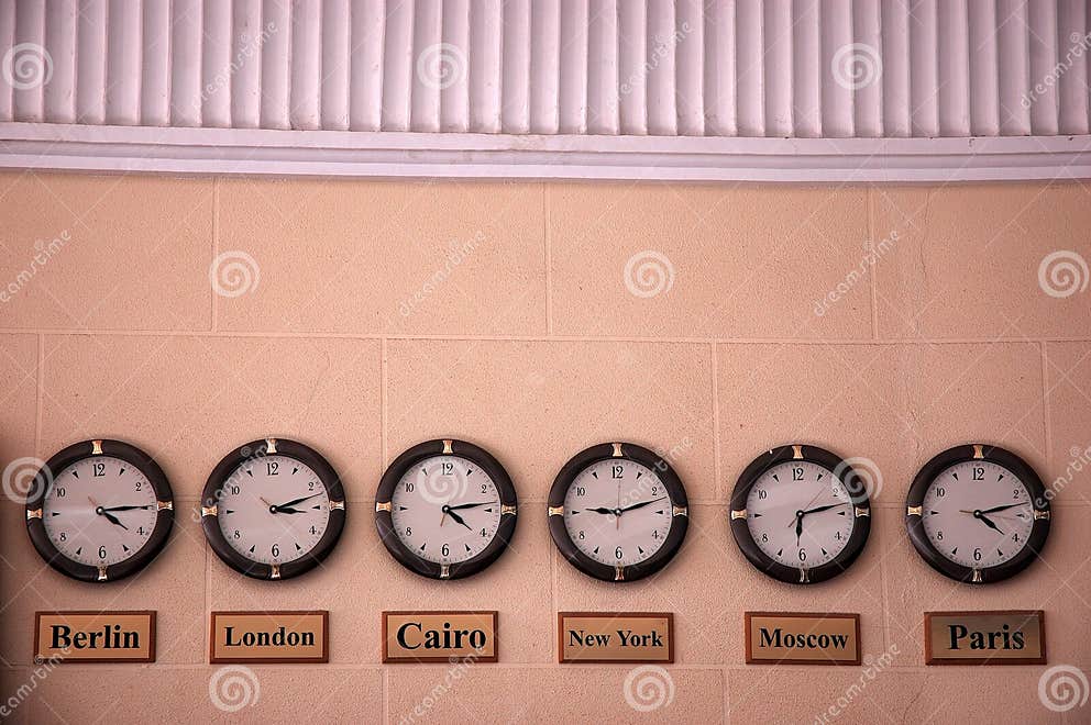Six clocks stock photo. Image of screen, analog, destination - 3335918
