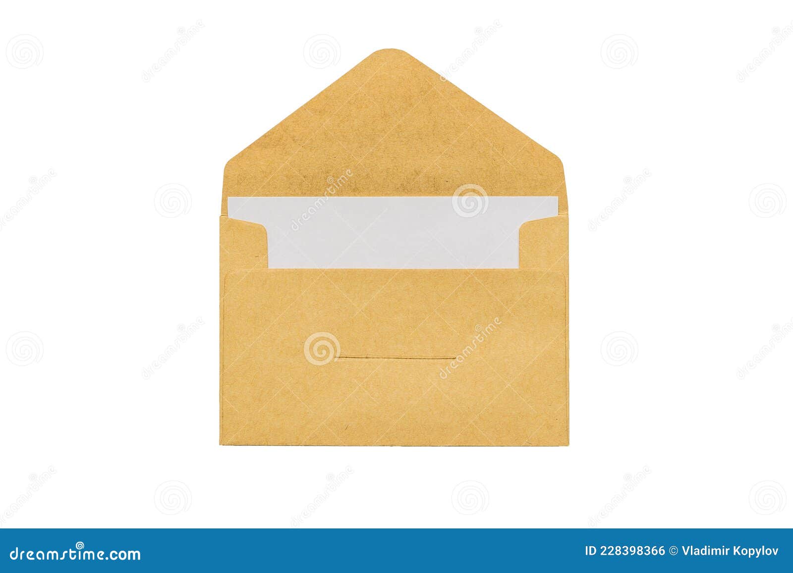 An Open Postal Envelope With An Enclosed White Sheet On A Blue ...