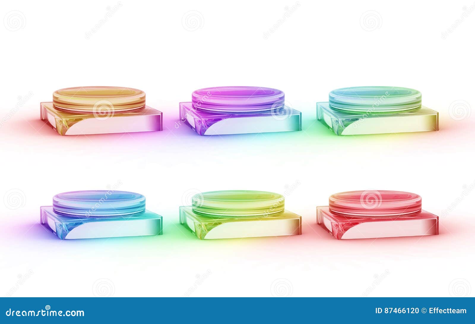Six of Color Glass Stands for Products Display Stock Illustration ...