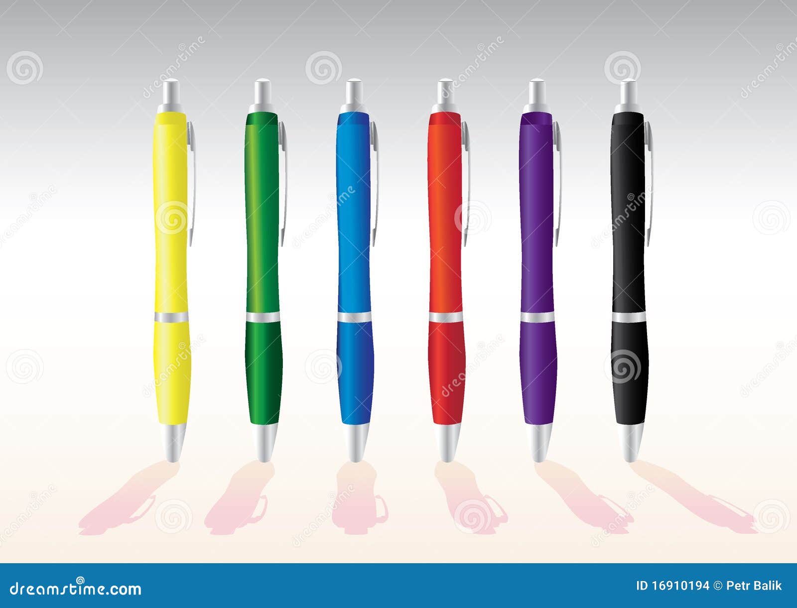 Six color pen stock illustration. Illustration of macro - 16910194