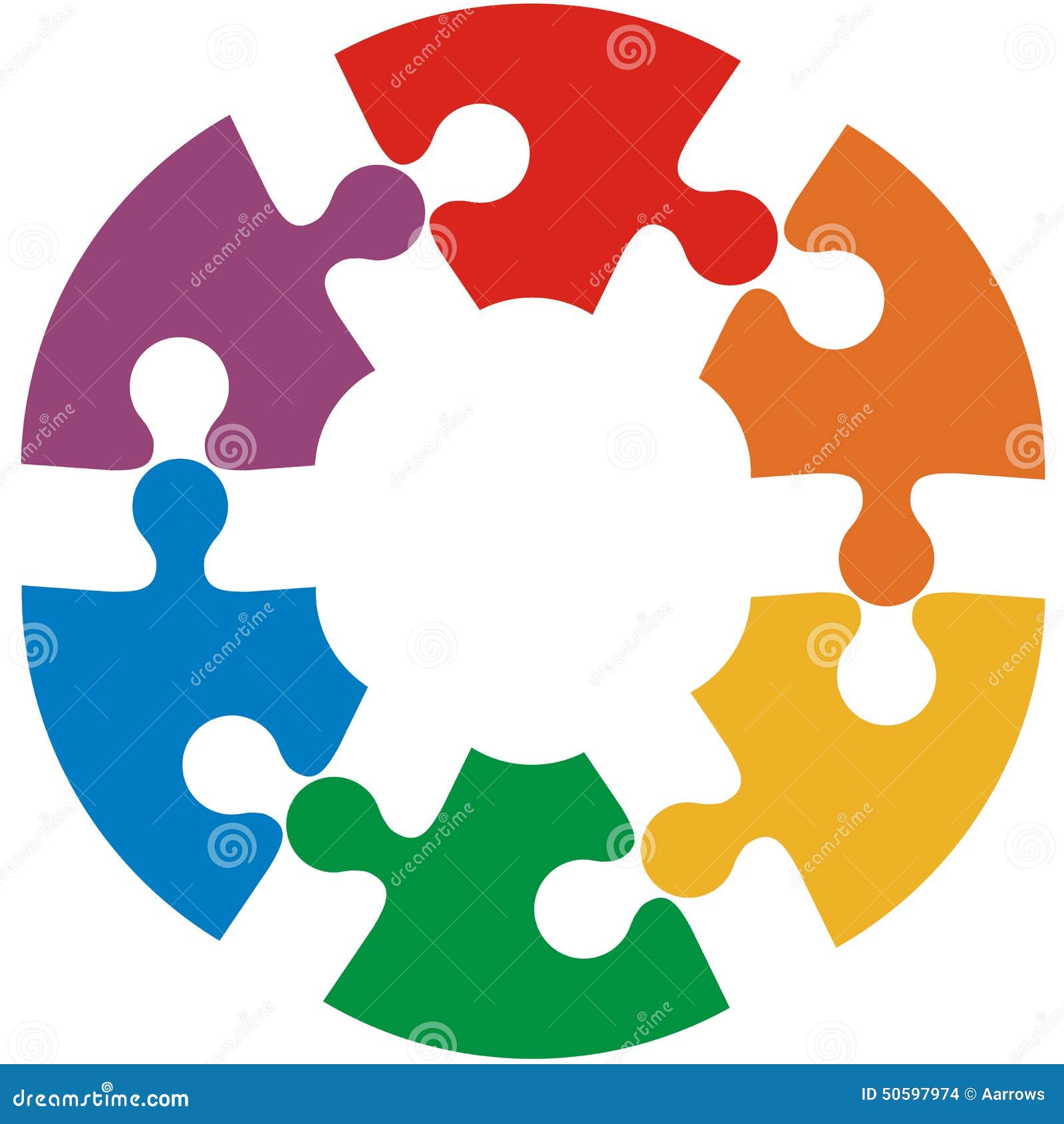 Six Color Puzzle Circle. Vector Illustration Stock Vector ...