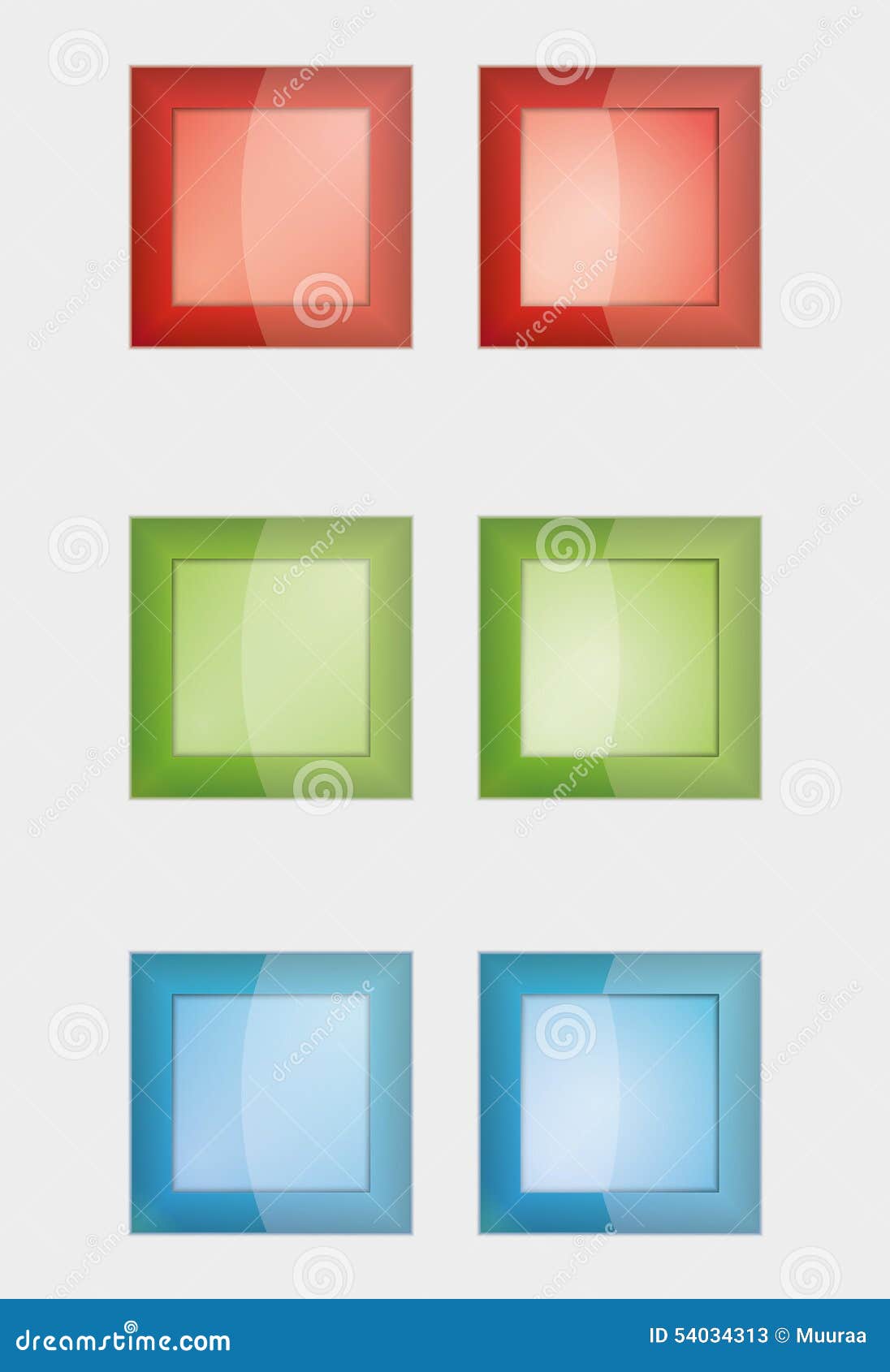 Six Color Square Badges or Buttons Stock Vector - Illustration of ...