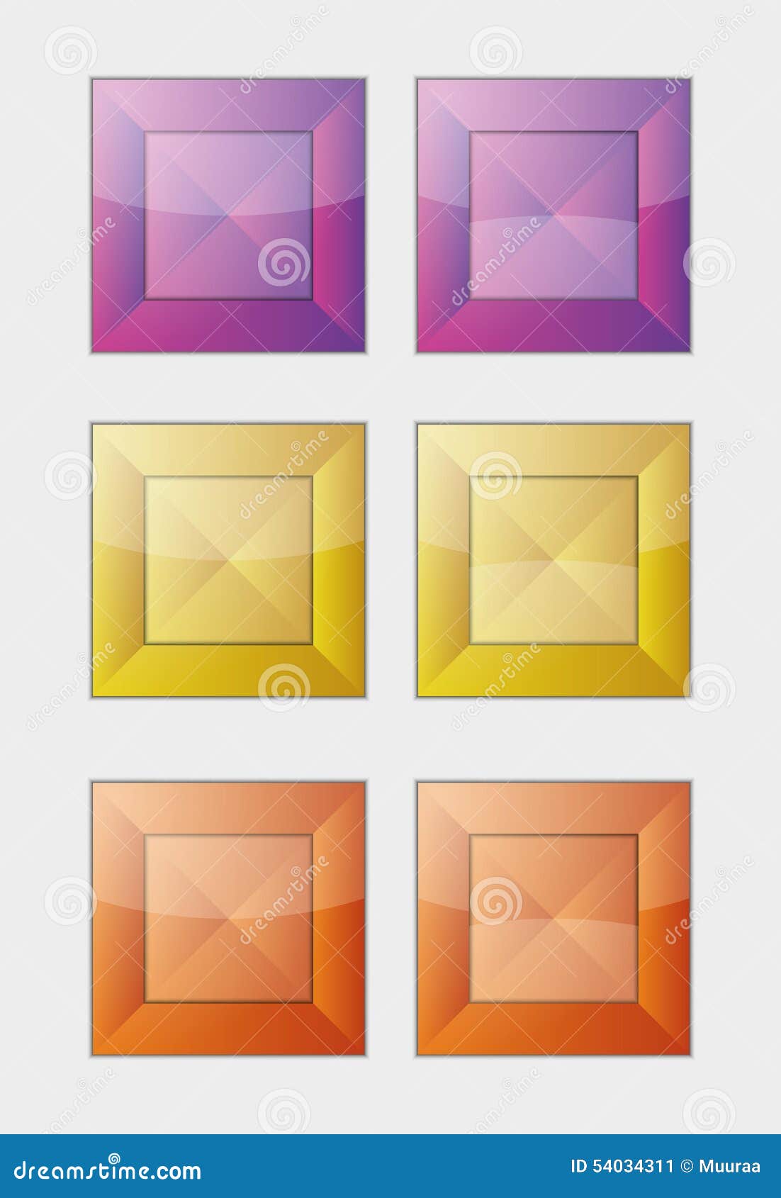 Six Color Square Badges or Buttons Stock Vector - Illustration of ...