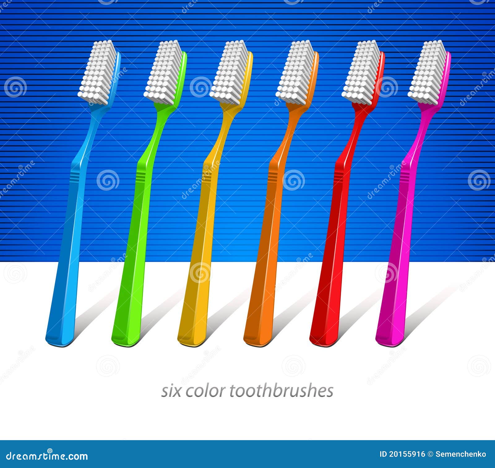Six Color Toothbrushes stock vector. Illustration of morning - 20155916