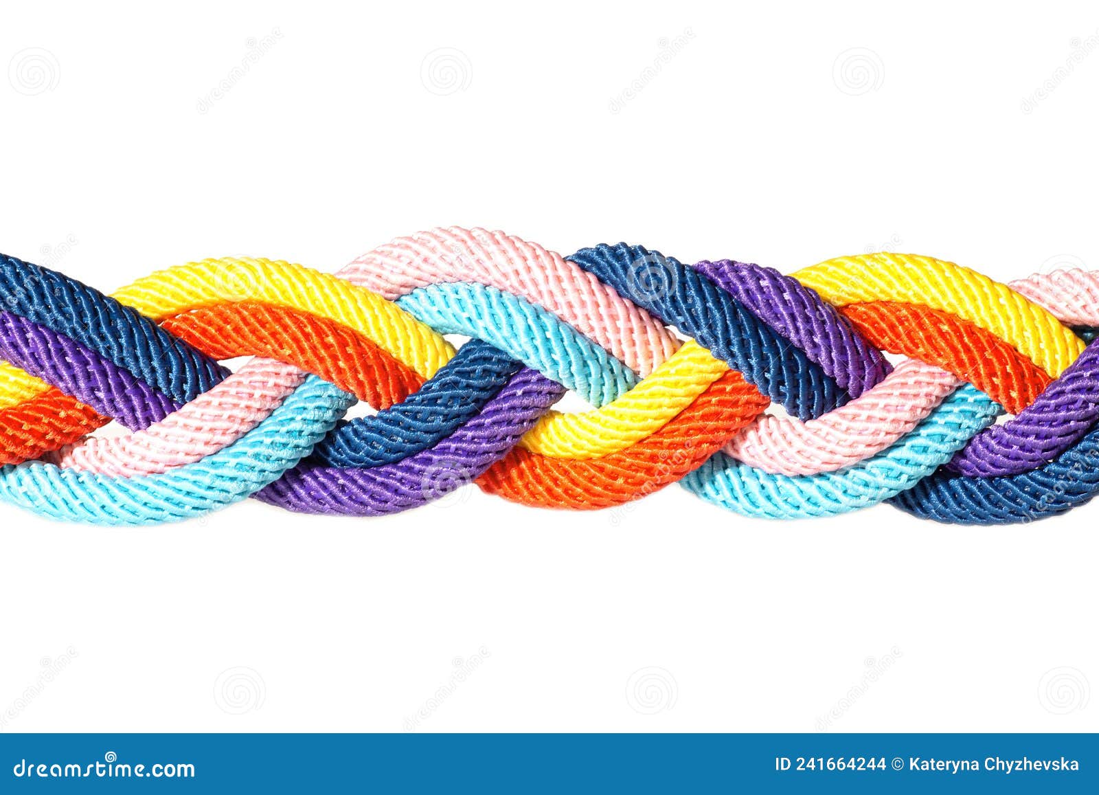 Six Colored Cords Braided Together Isolated Stock Photo - Image of ...