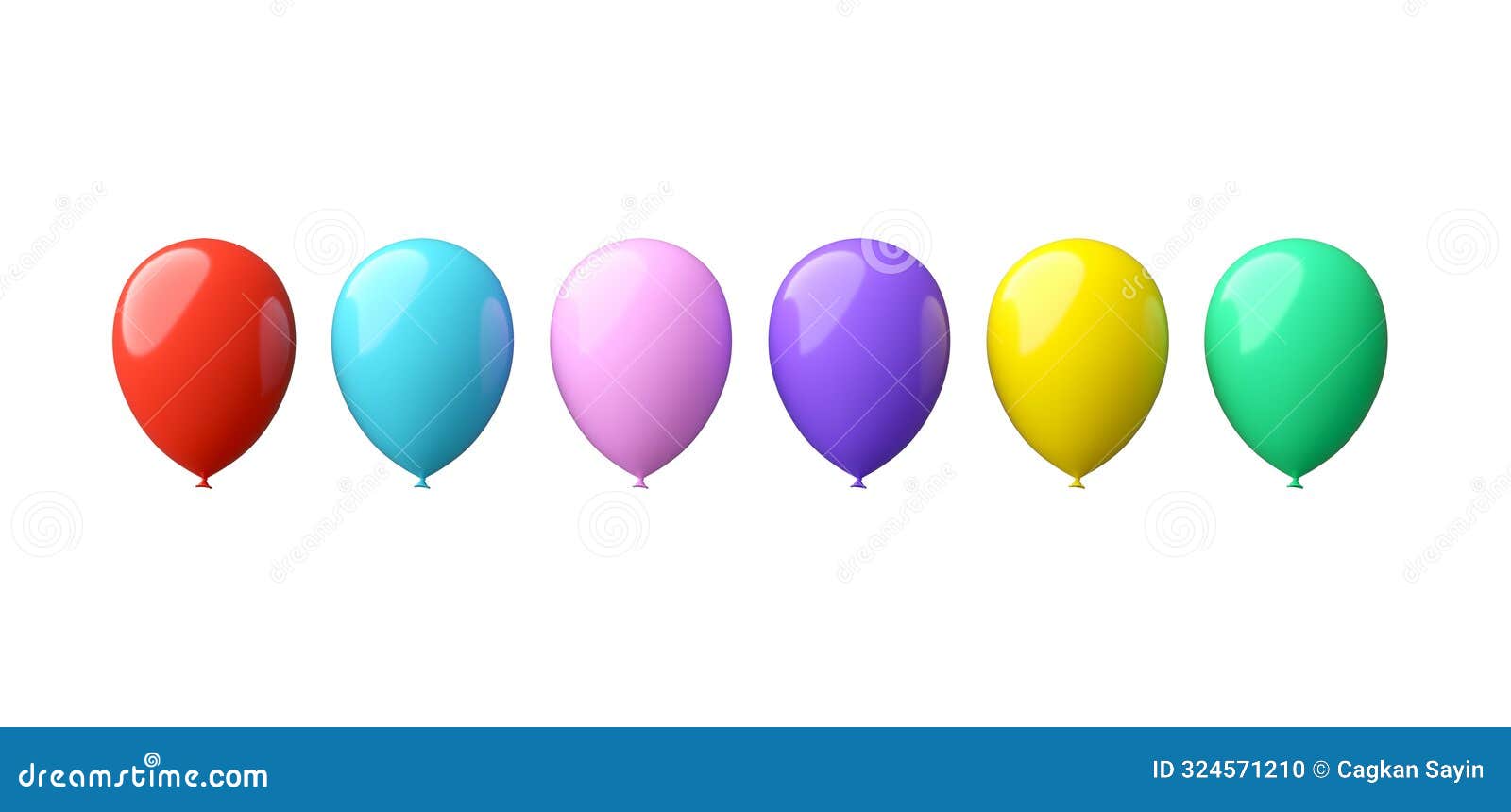 Six Colorful Balloons Floating on a White Background Stock Illustration ...