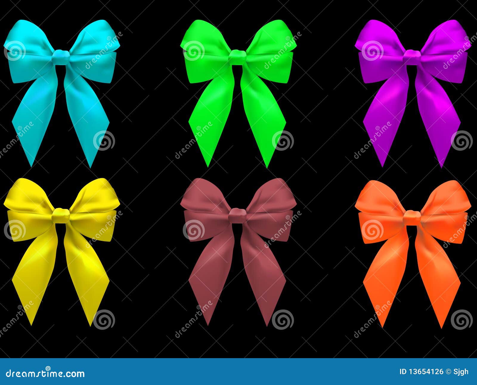 Six colorful bows stock vector. Illustration of decorative - 13654126