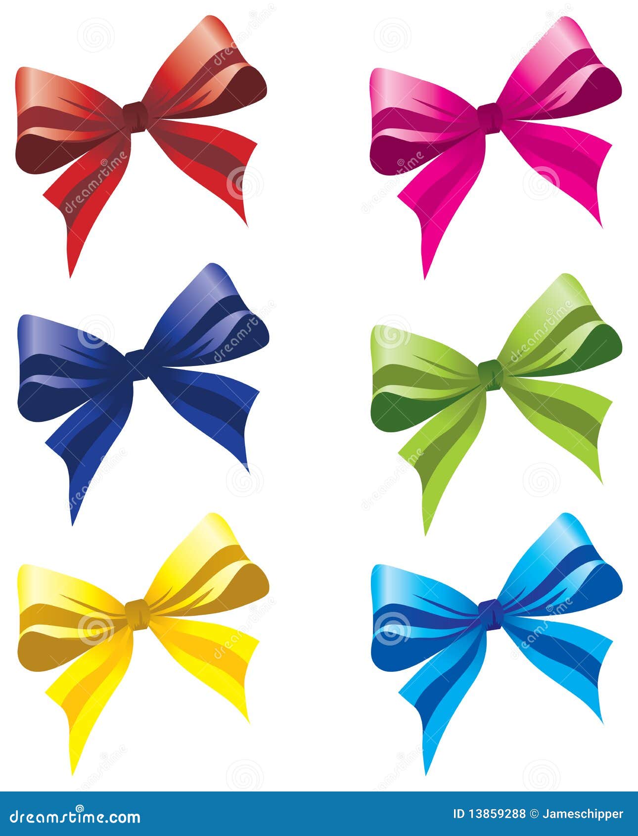 Six colorful bows stock vector. Illustration of pink - 13859288