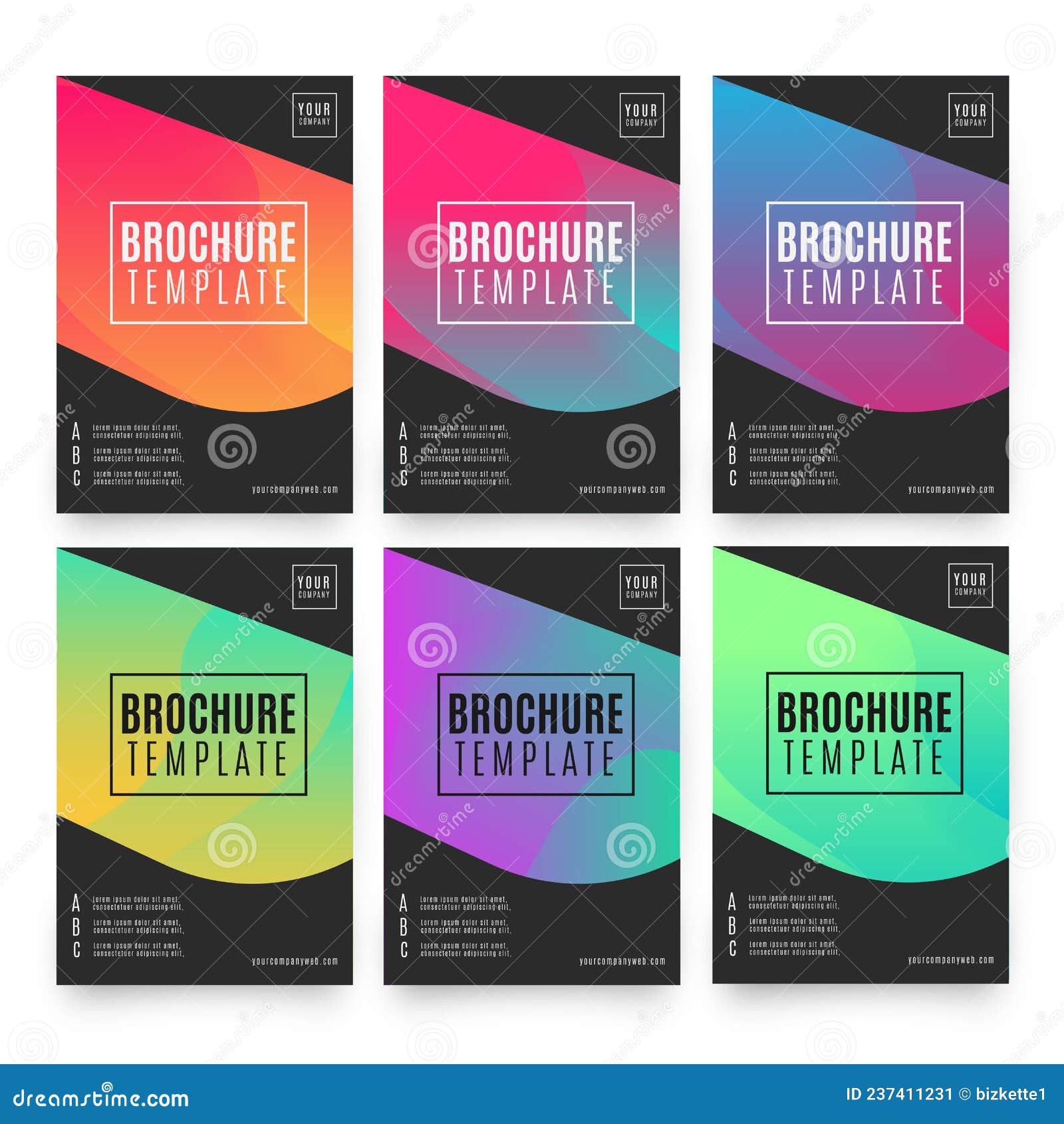 Six Colorful Brochure Templates Vector Illustration Stock Vector ...