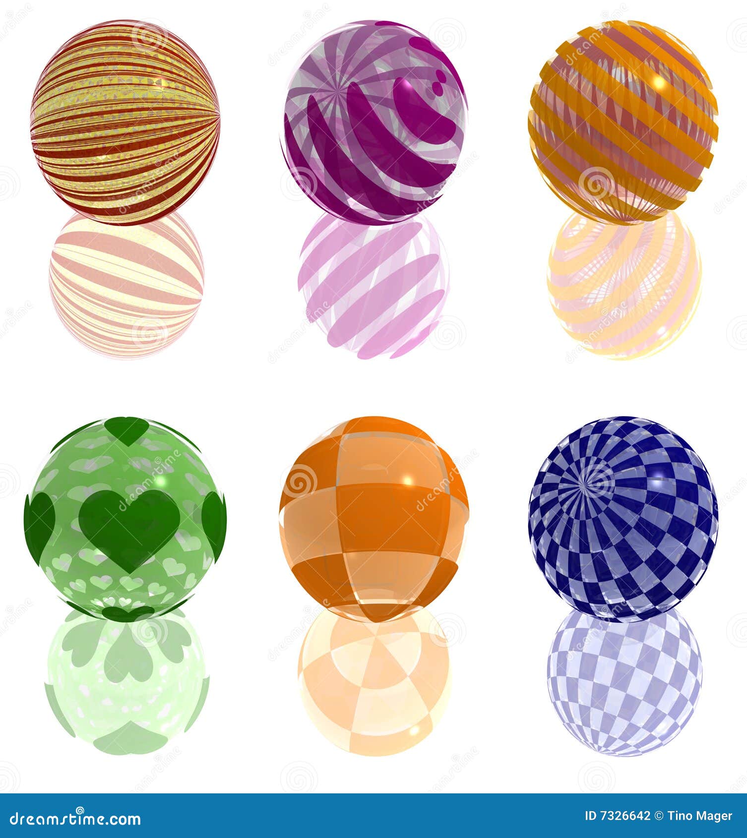 Six Colorful Glass 3d Balls Stock Illustration - Illustration of design ...