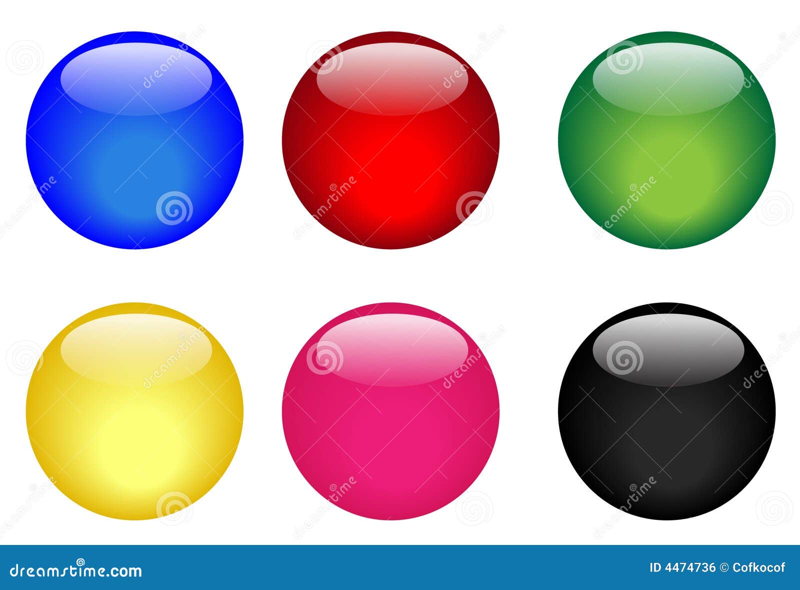 Six Colorful Glassy Buttons Stock Vector - Illustration of label, glass ...