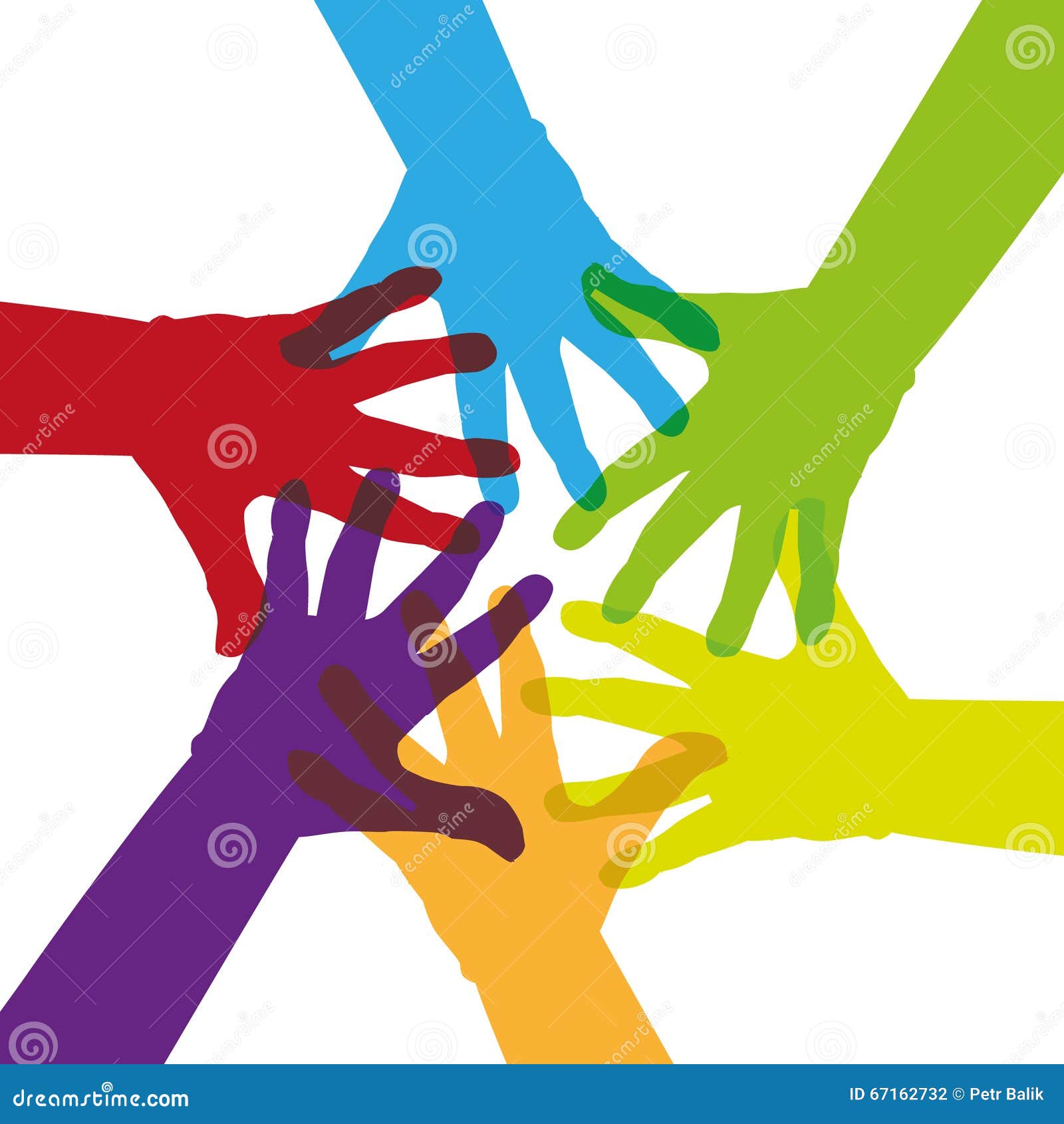 Six colorful hands stock vector. Illustration of humor - 67162732