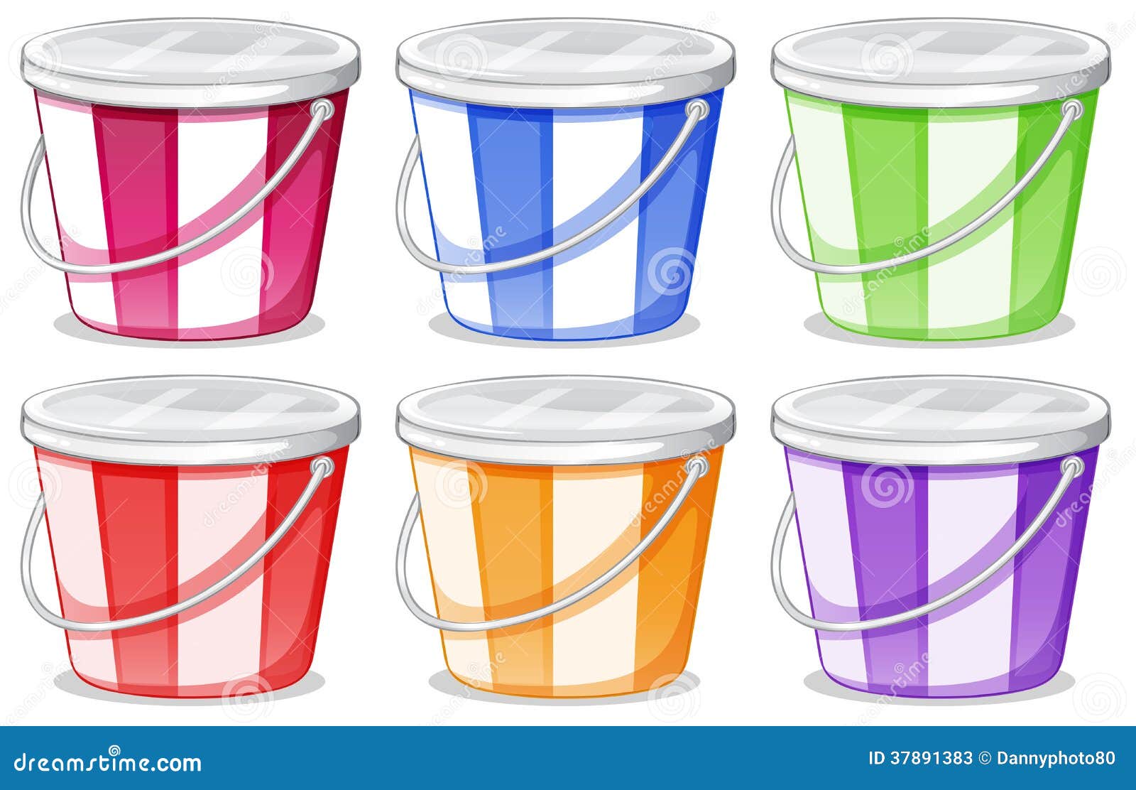 Six colorful pails stock vector. Illustration of background - 37891383