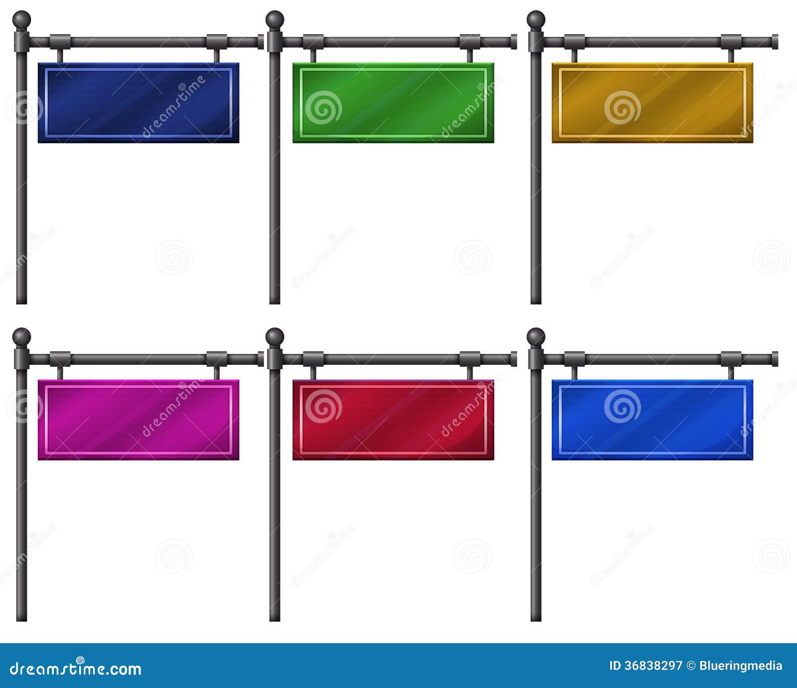 Six colorful signboards stock vector. Illustration of frame - 36838297