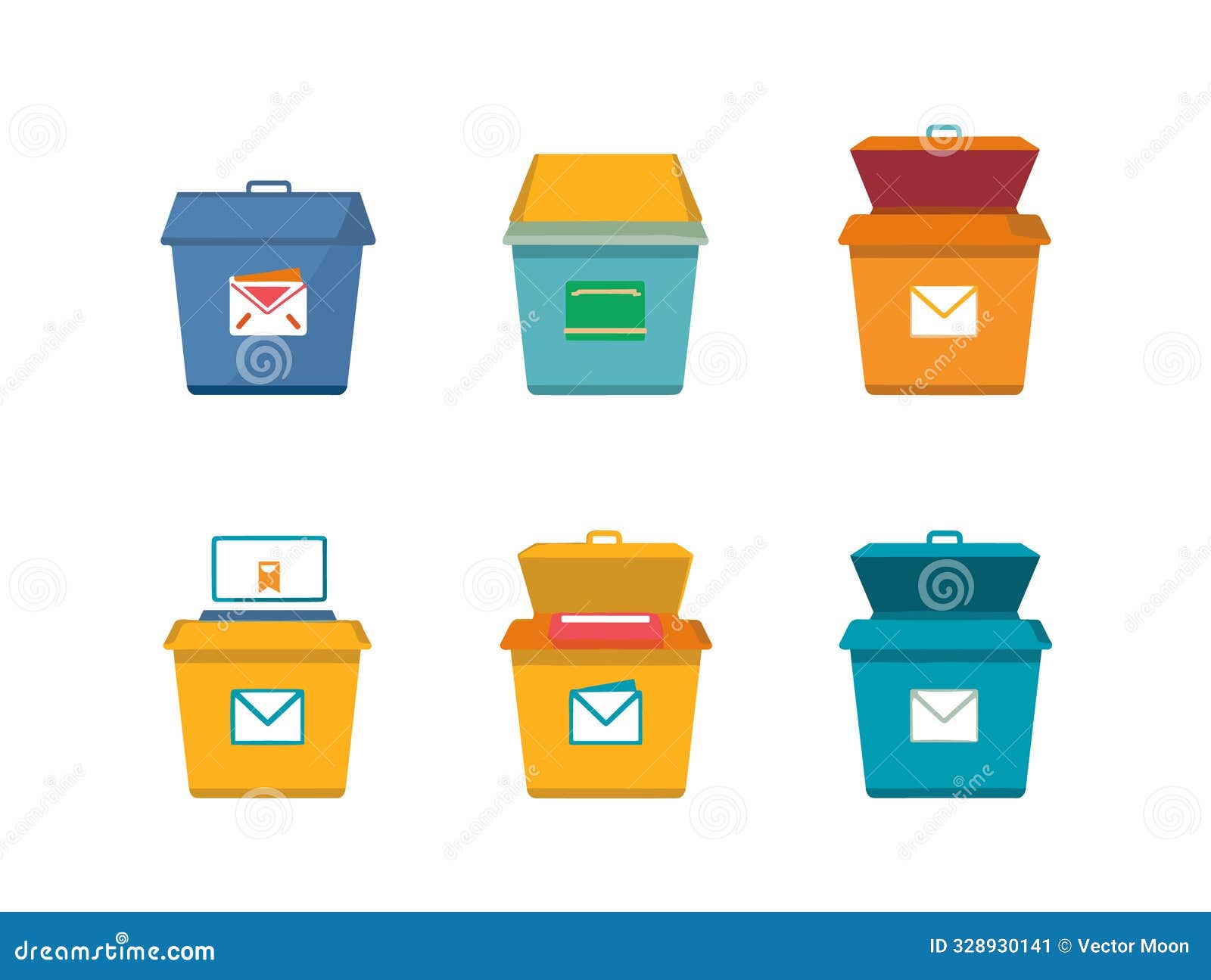 Vector Set Of Recycling Wheelie Bin Icons. Separate Waste And Garbage ... Vector Set Of Recycling Wheelie Bin Icons. Separate Waste And Garbage ...