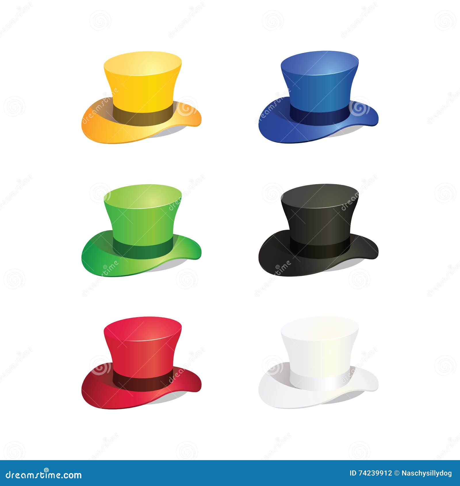 Six Colors Top Hat stock vector. Illustration of green - 74239912