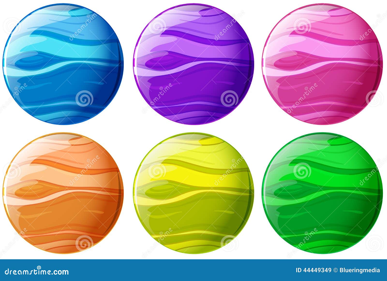 Six colourful balls stock vector. Illustration of shape - 44449349