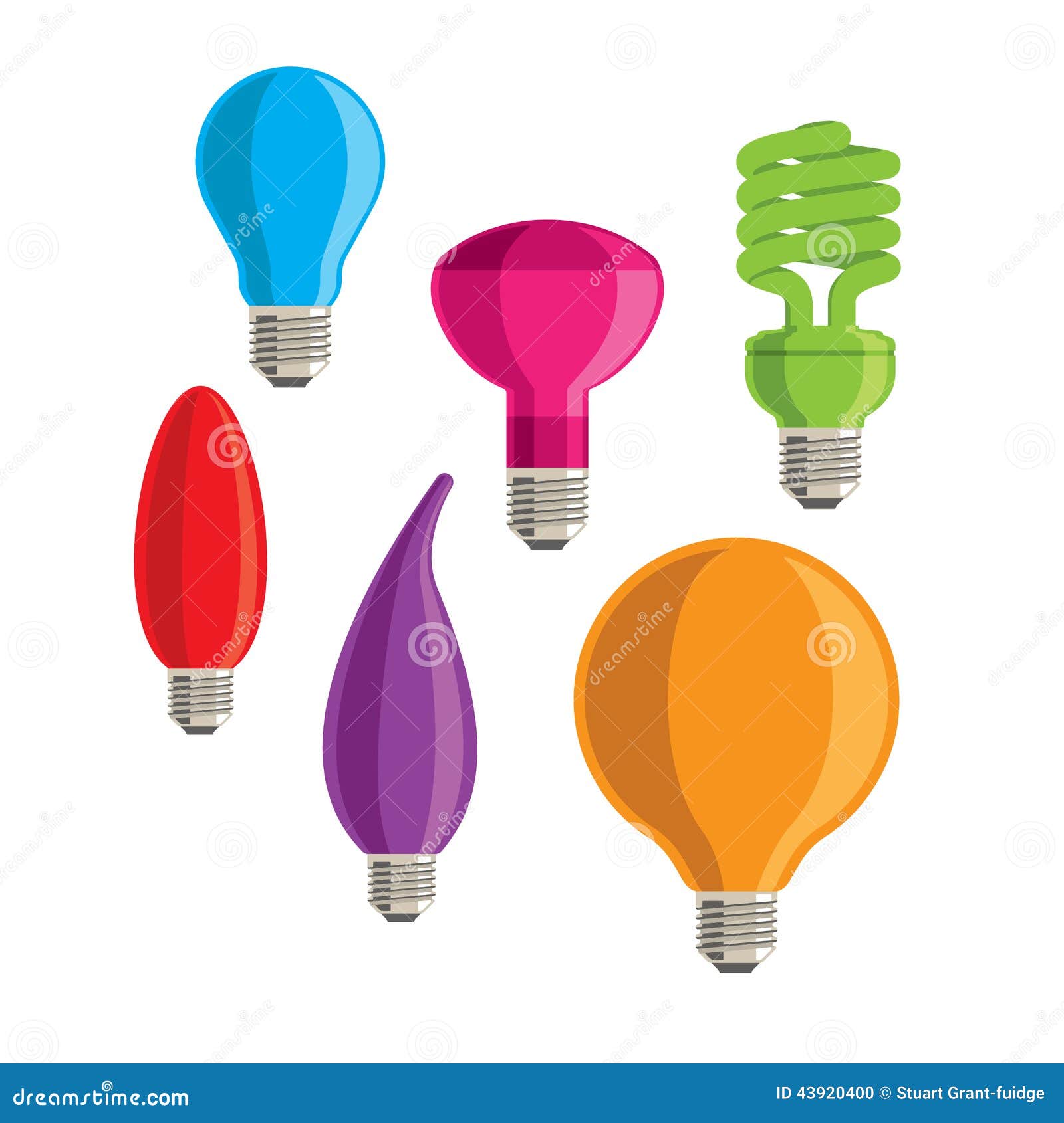 Six Colourful Vector Lightbulbs | CartoonDealer.com #43920400