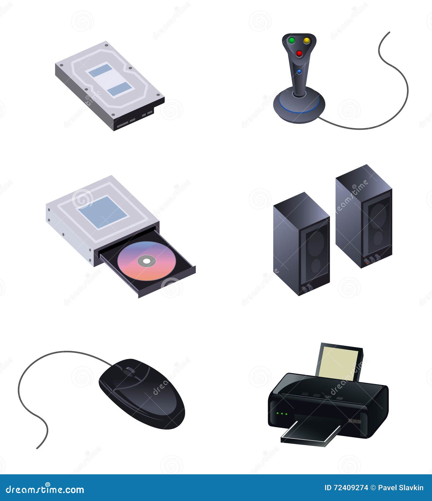 Six computer parts stock vector. Illustration of parts - 72409274