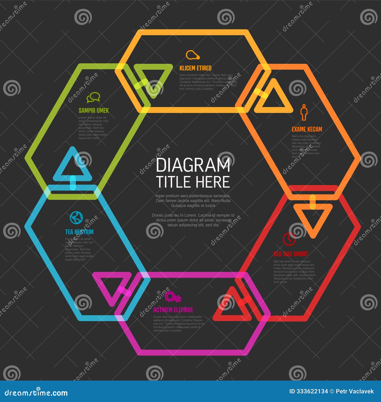 Six Content Rectangles With Triangle Arrows In Six Steps Infographic ...