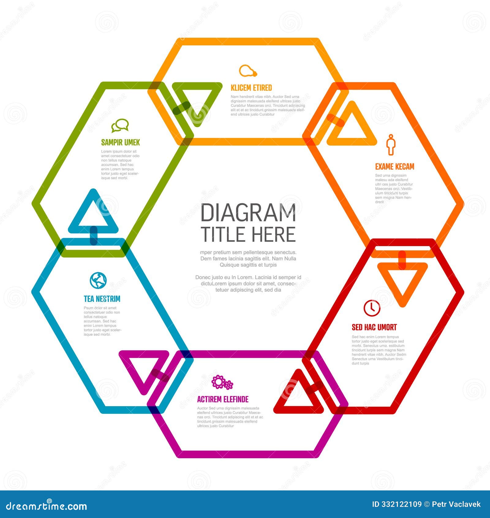 Six Content Rectangles With Triangle Arrows In Six Steps Infographic ...