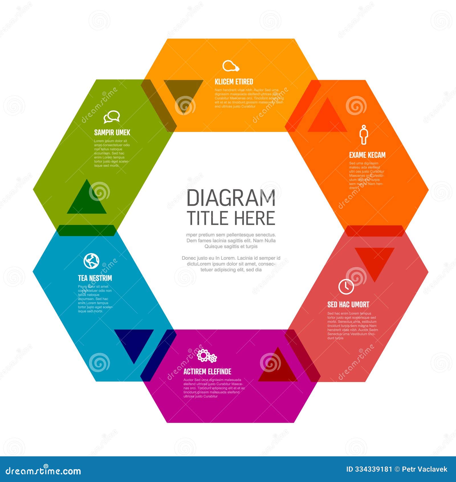 Six Content Rectangles With Triangle Arrows In Six Steps Infographic ...