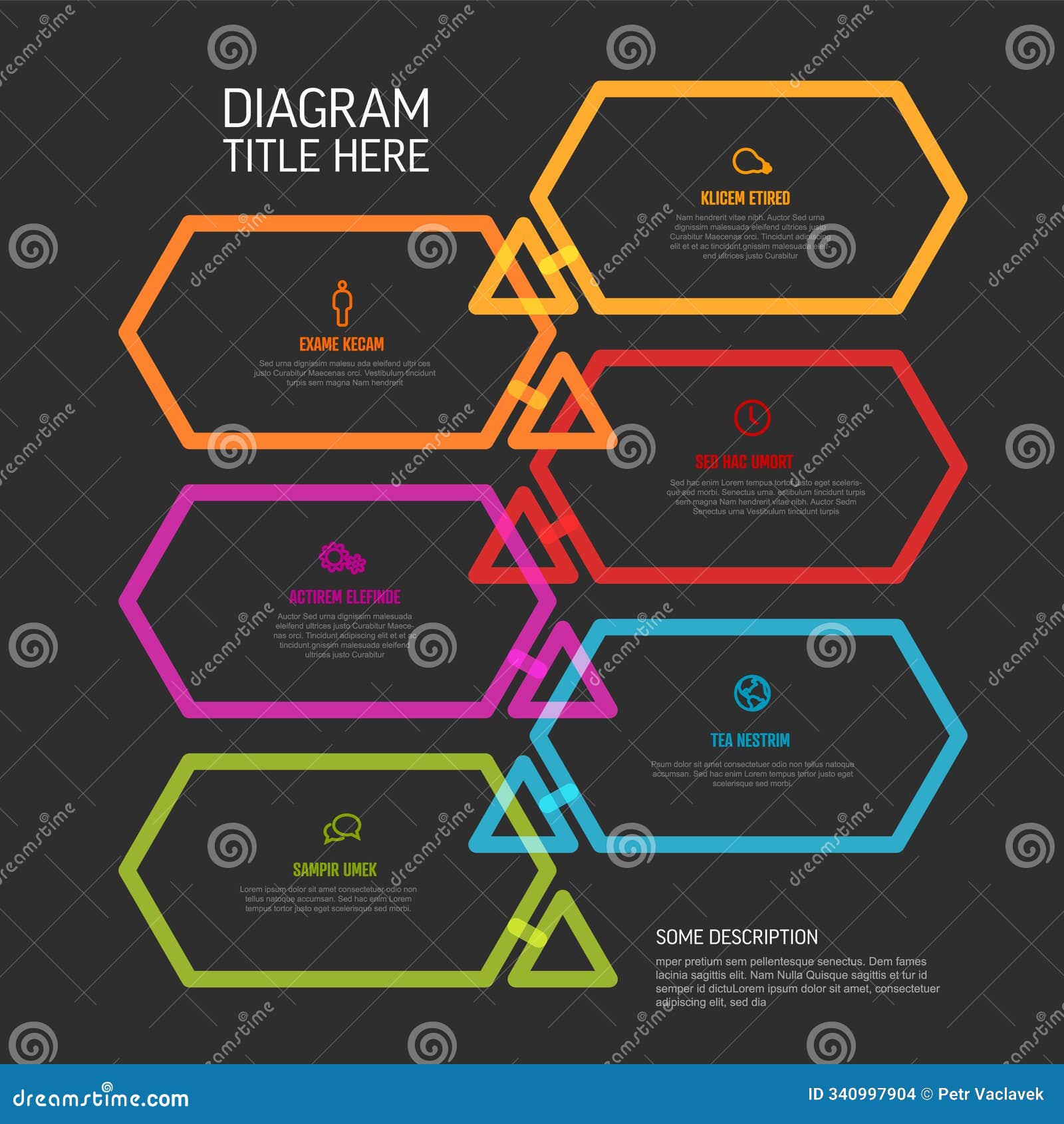 Six Content Rectangles With Triangle Arrows In Six Steps Infographic ...