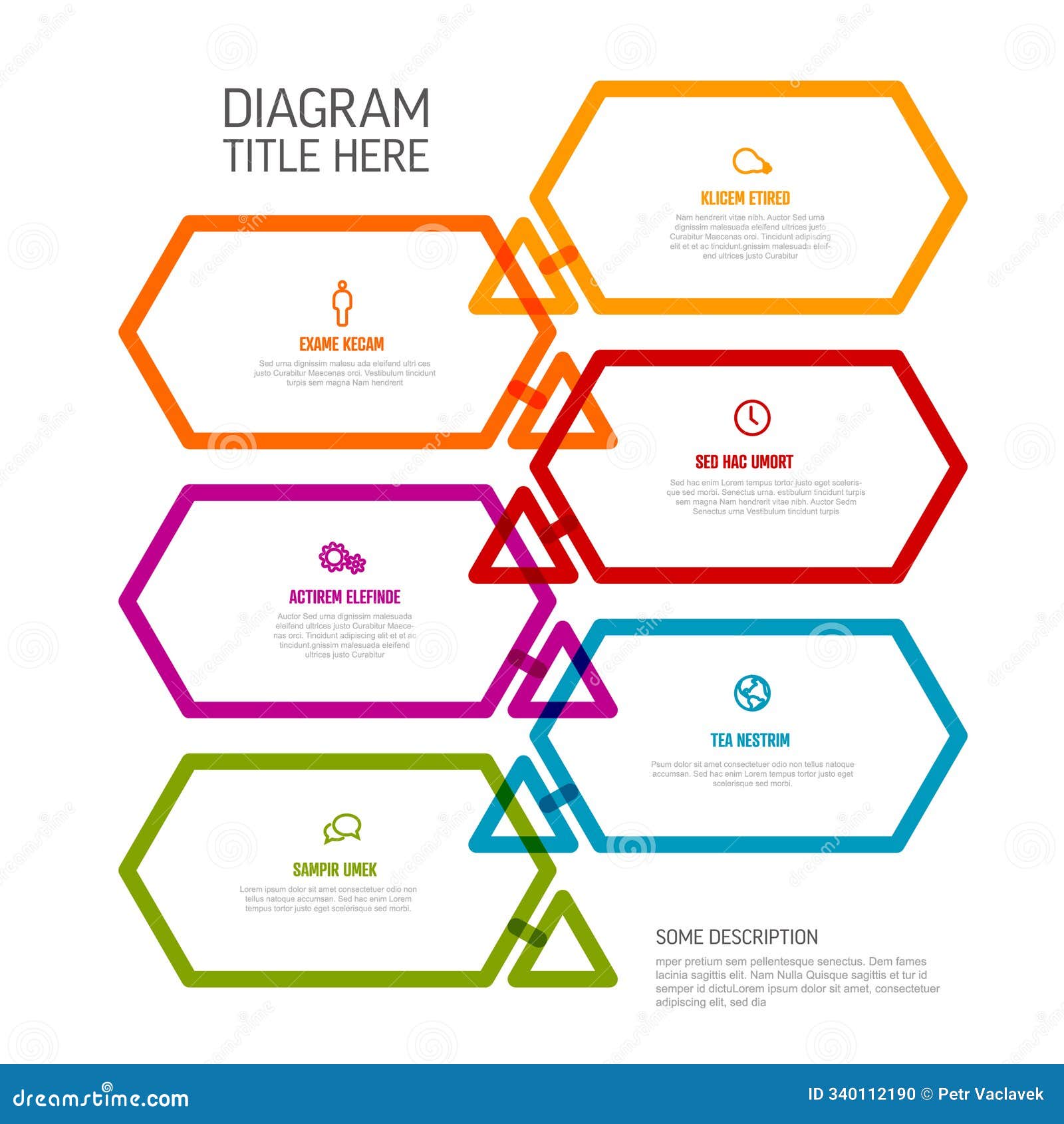 Six Content Rectangles With Triangle Arrows In Six Steps Infographic ...