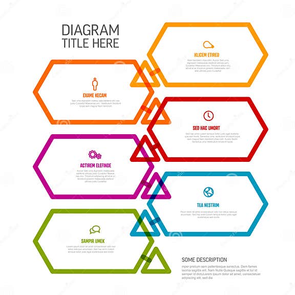 Six Content Rectangles with Triangle Arrows in Six Steps Infographic ...