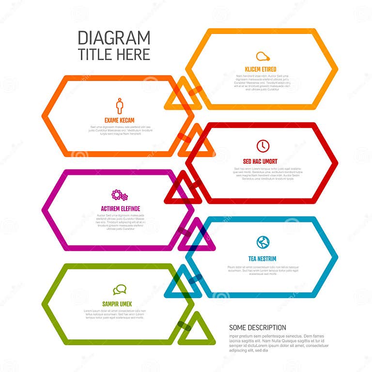 Six Content Rectangles with Triangle Arrows in Six Steps Infographic ...