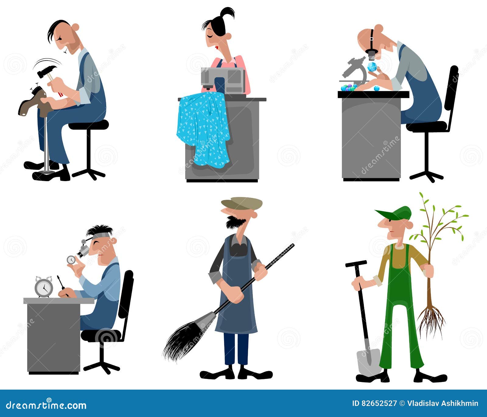 Six craftsman set stock vector. Illustration of people - 82652527